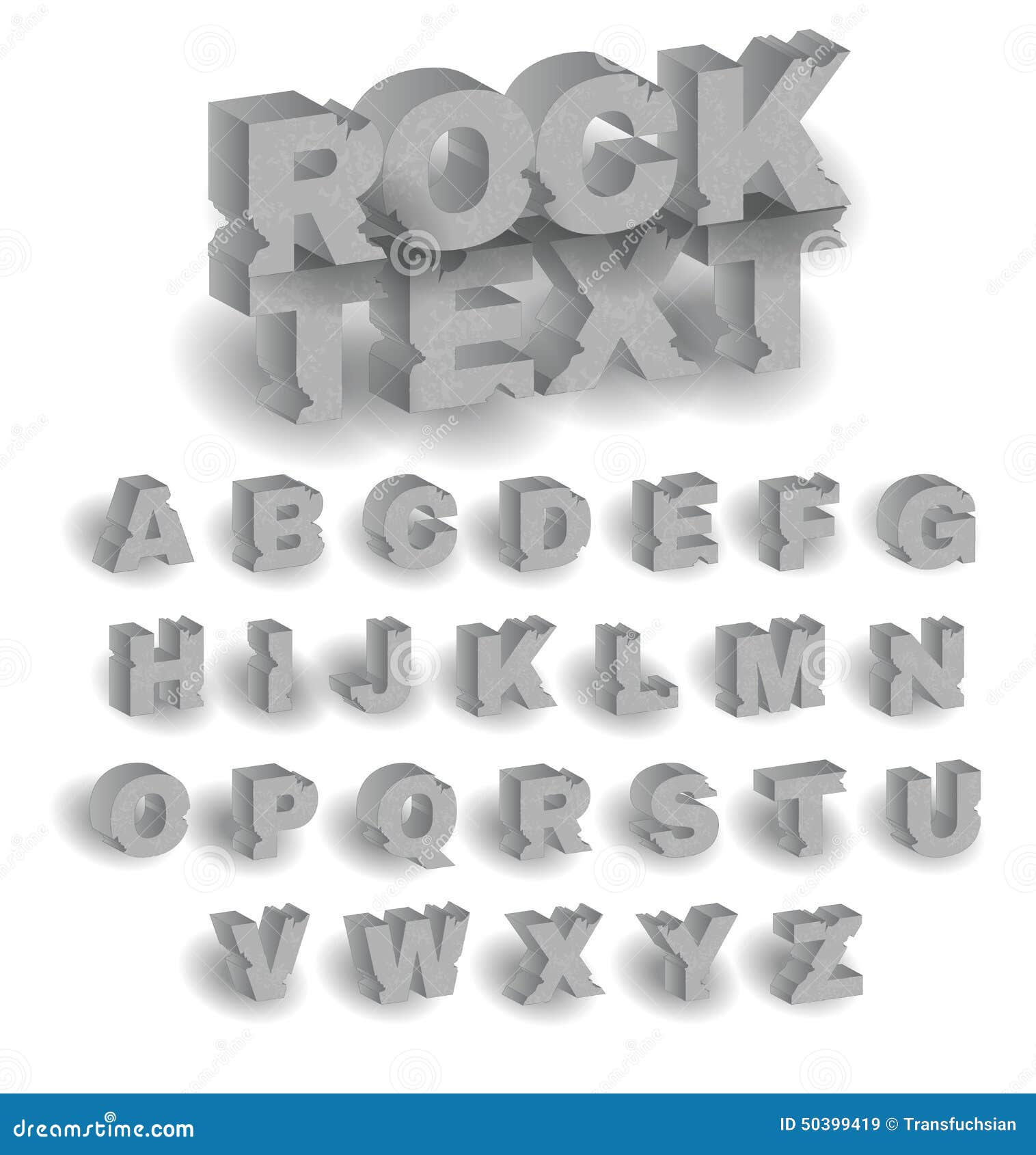 3D Vector Rock Text Alphabet With Grunge And Broken Texture Stock ...