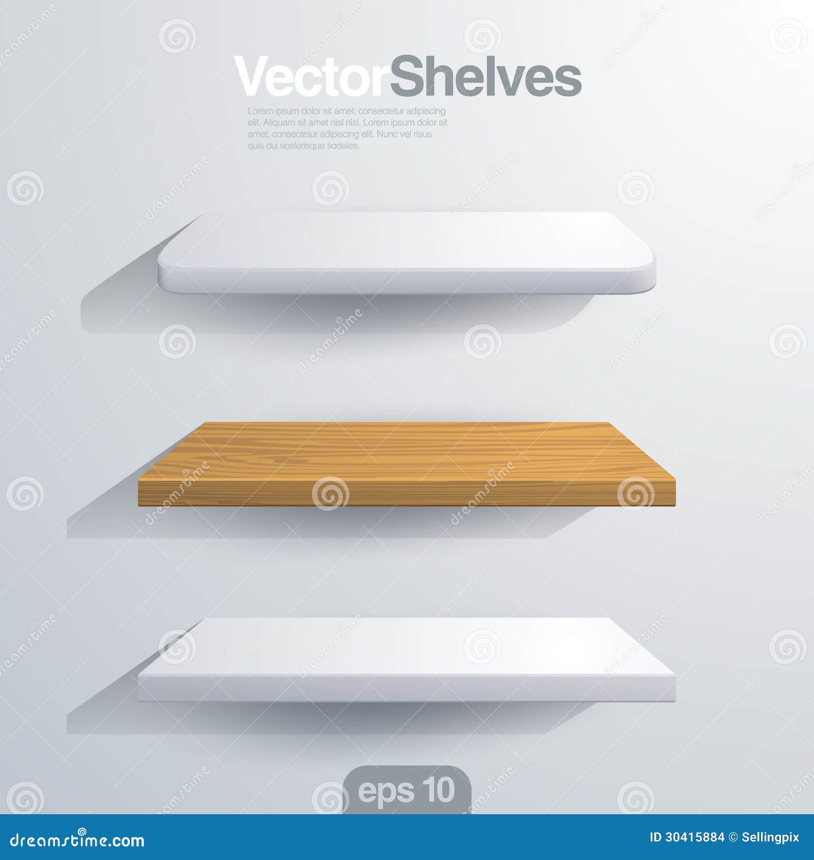 3D Vector Shelves. Rectangle and Rounded Corner Sh Stock Vector ...