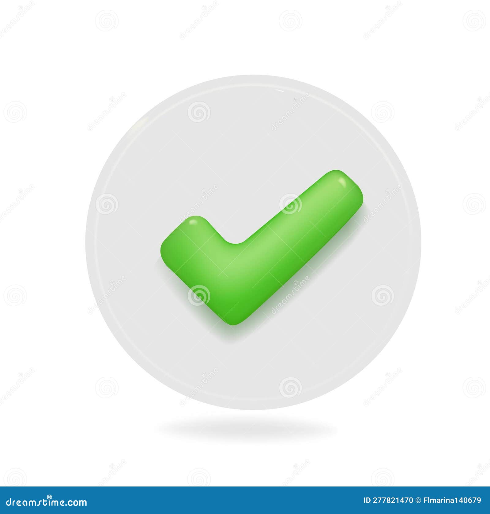 3d Vector Sign Green Tick on Grey Circle. Eps 10 Vector Stock Vector ...