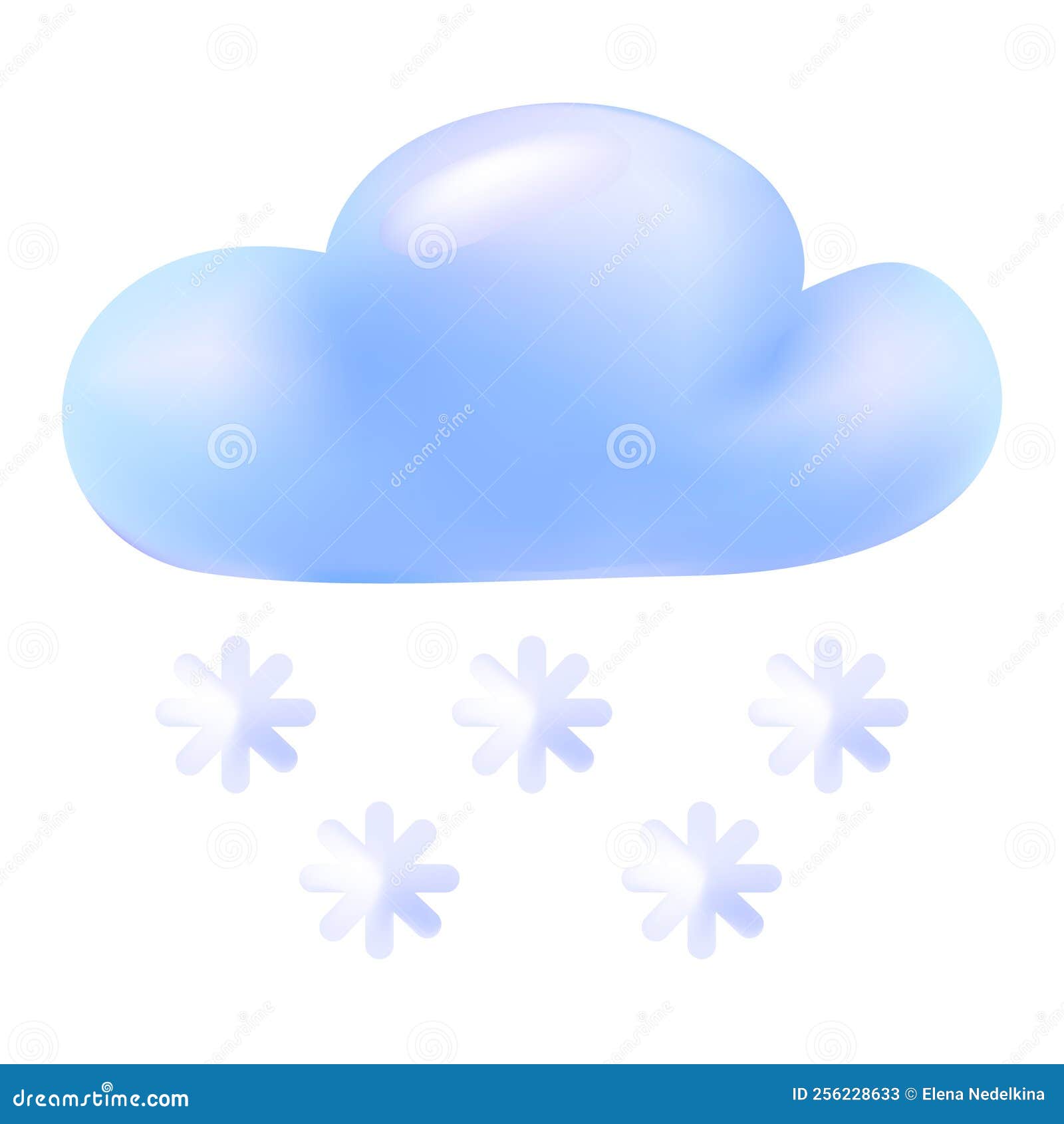 3d Vector snow Cloud. stock vector. Illustration of graphic - 256228633