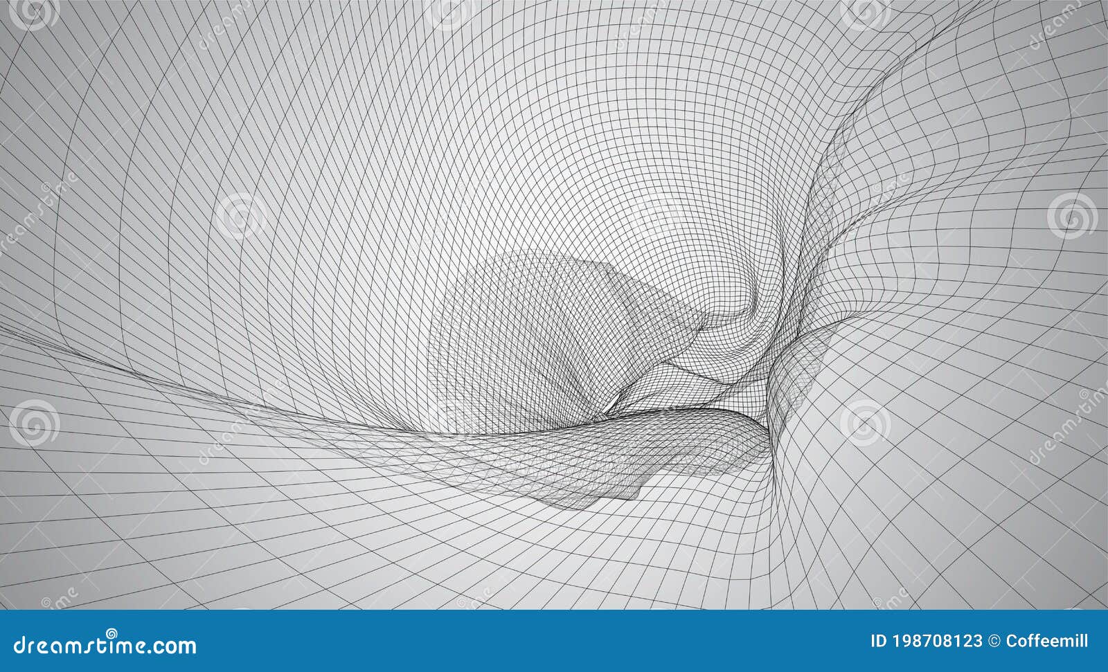 3d Vector Space from Square Polygonal Meshes, Abstract Form on a White ...