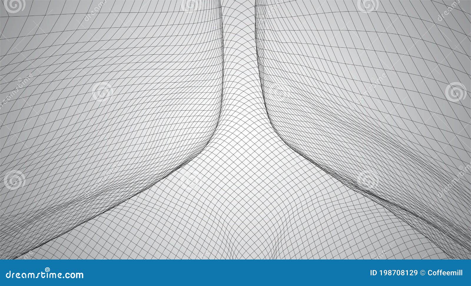 3d Vector Space from Square Polygonal Meshes, Abstract Form on a White ...