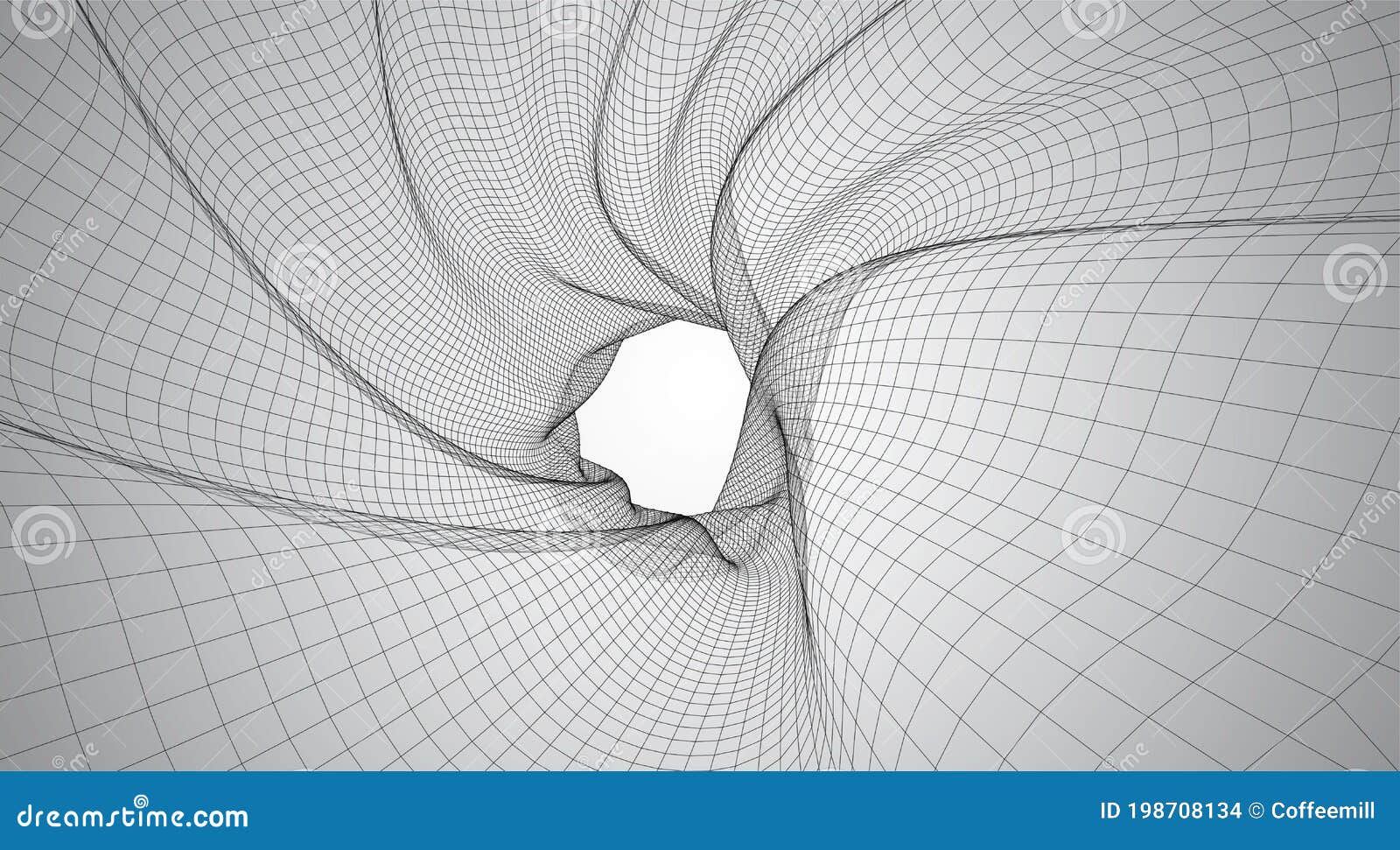 3d Vector Space from Square Polygonal Meshes, Abstract Form on a White ...