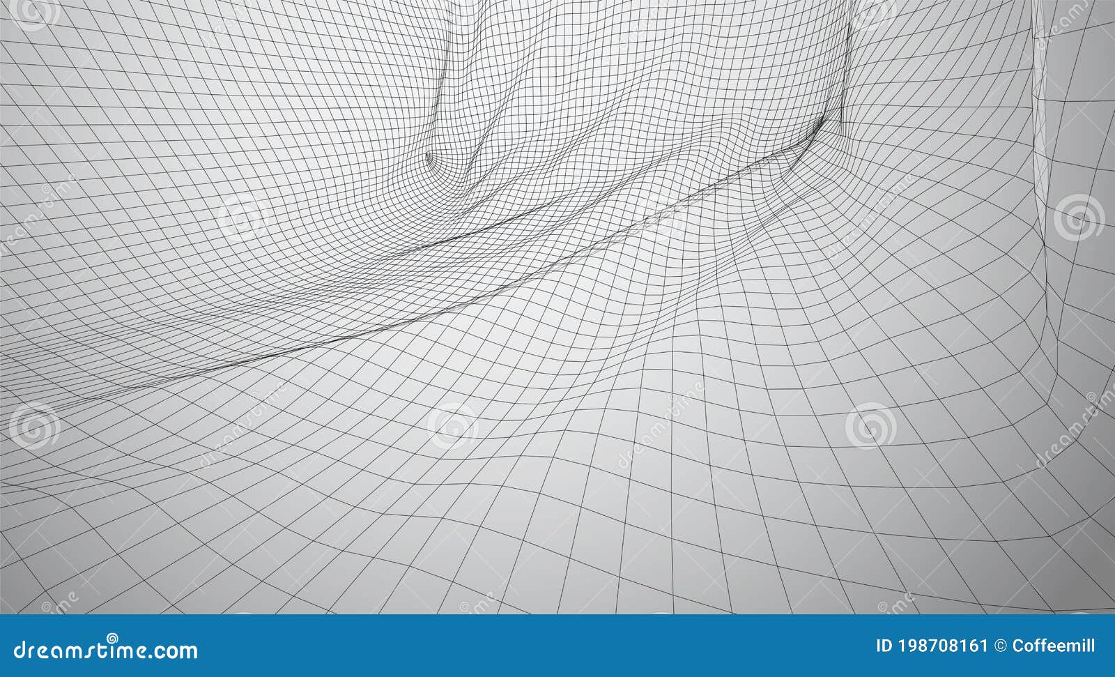 3d Vector Space from Square Polygonal Meshes, Abstract Form on a White ...