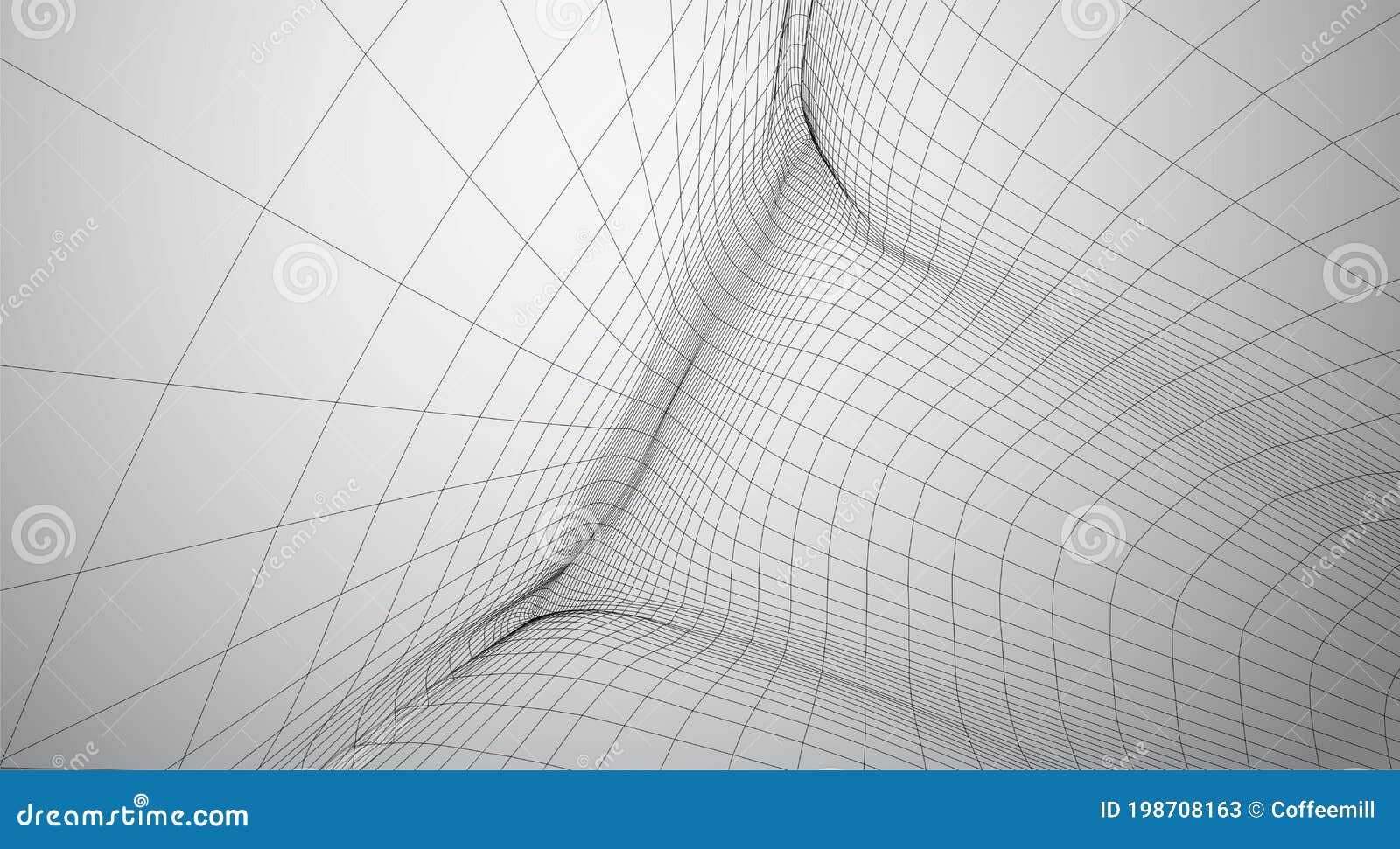 3d Vector Space from Square Polygonal Meshes, Abstract Form on a White ...