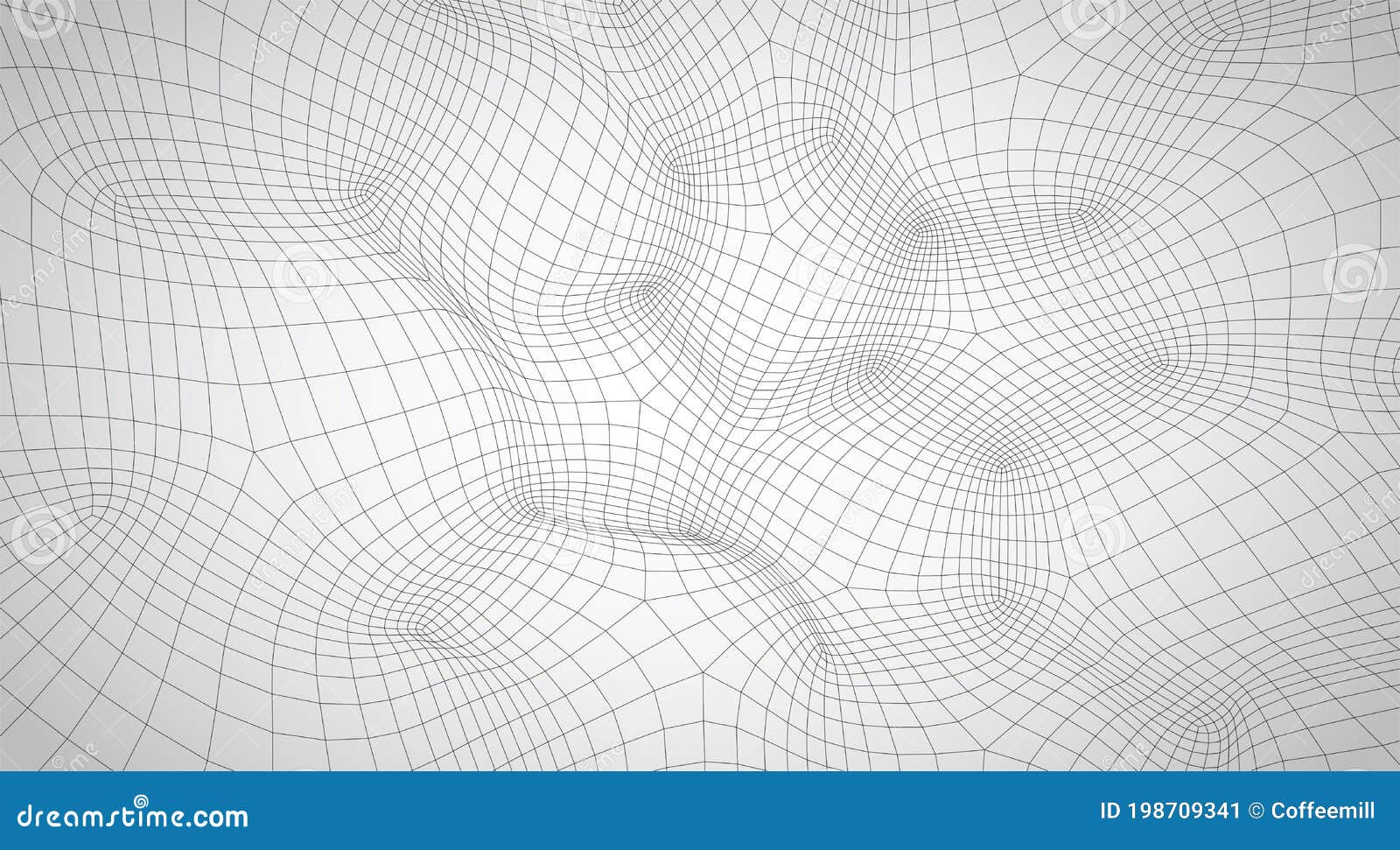 3d Vector Space from Square Polygonal Meshes, Abstract Form on a White ...