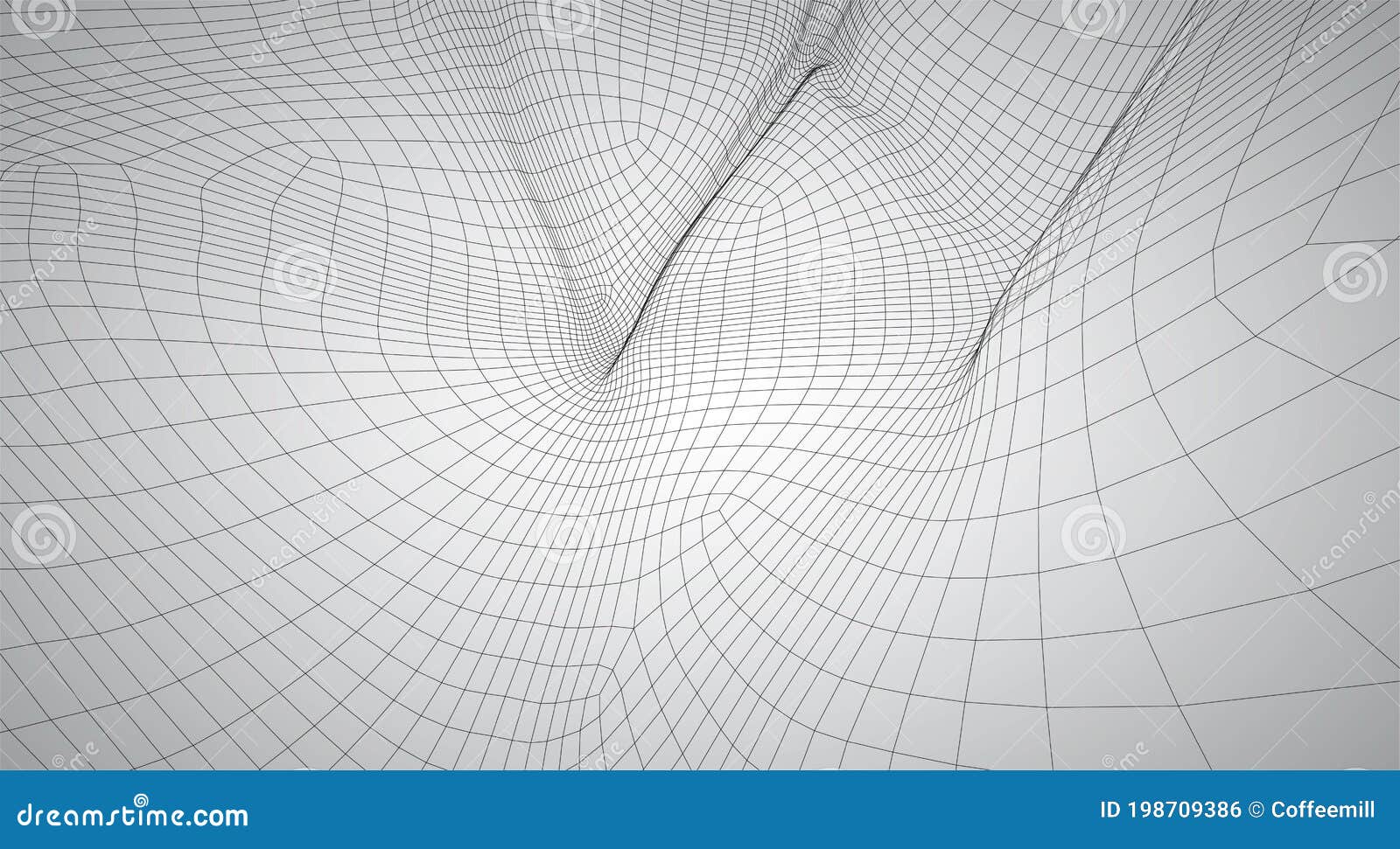 3d Vector Space from Square Polygonal Meshes, Abstract Form on a White ...
