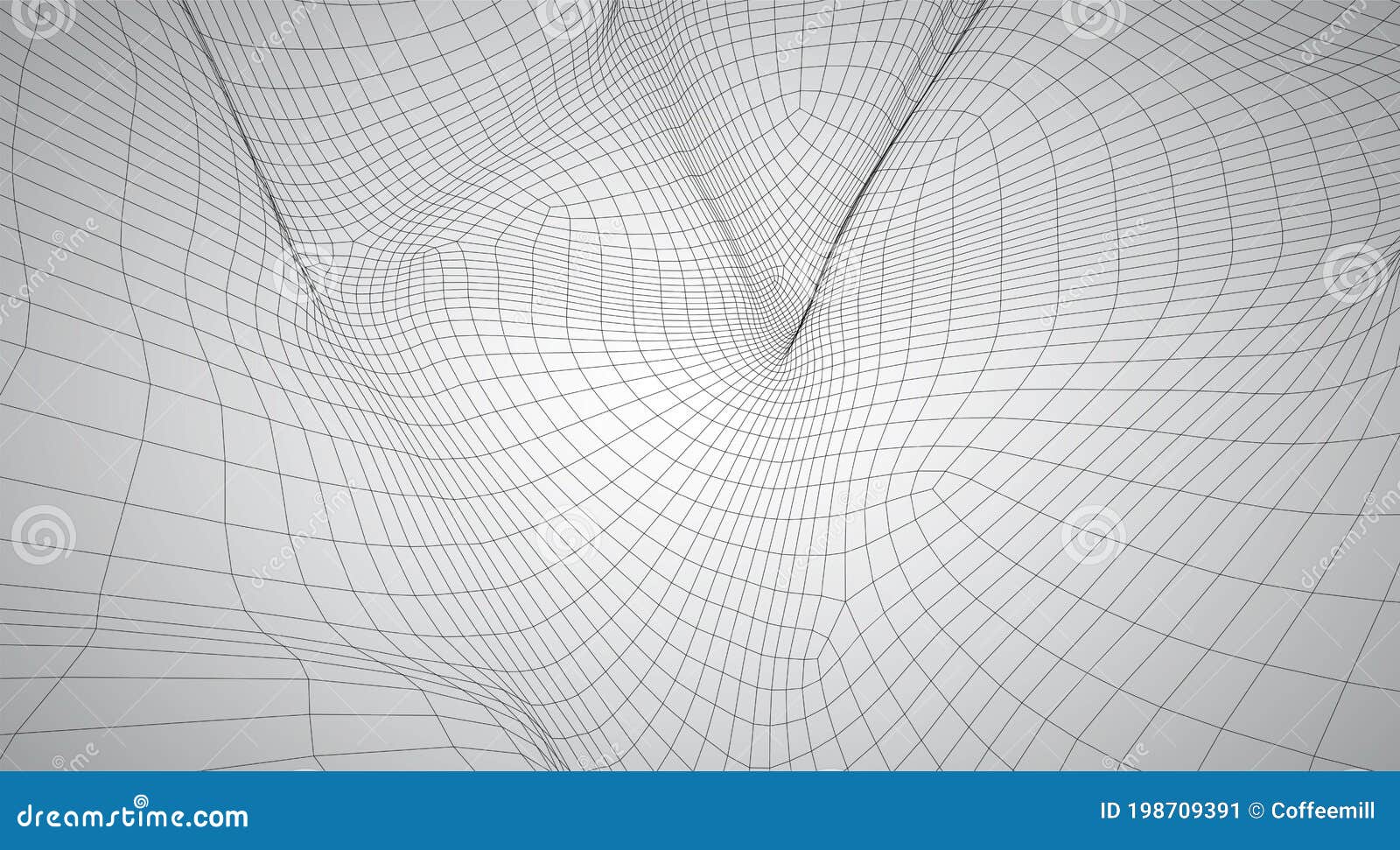 3d Vector Space from Square Polygonal Meshes, Abstract Form on a White ...