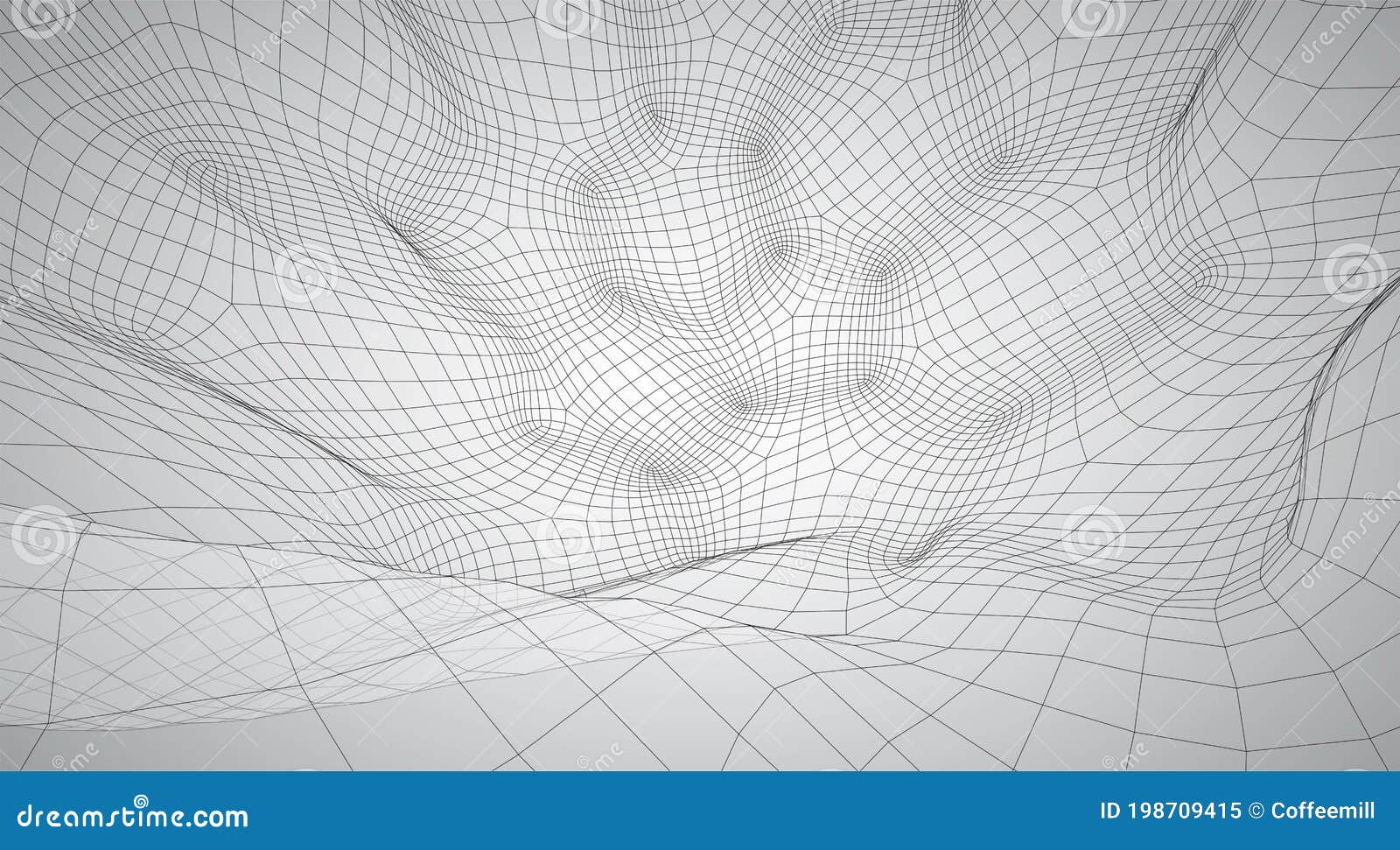 3d Vector Space from Square Polygonal Meshes, Abstract Form on a White ...