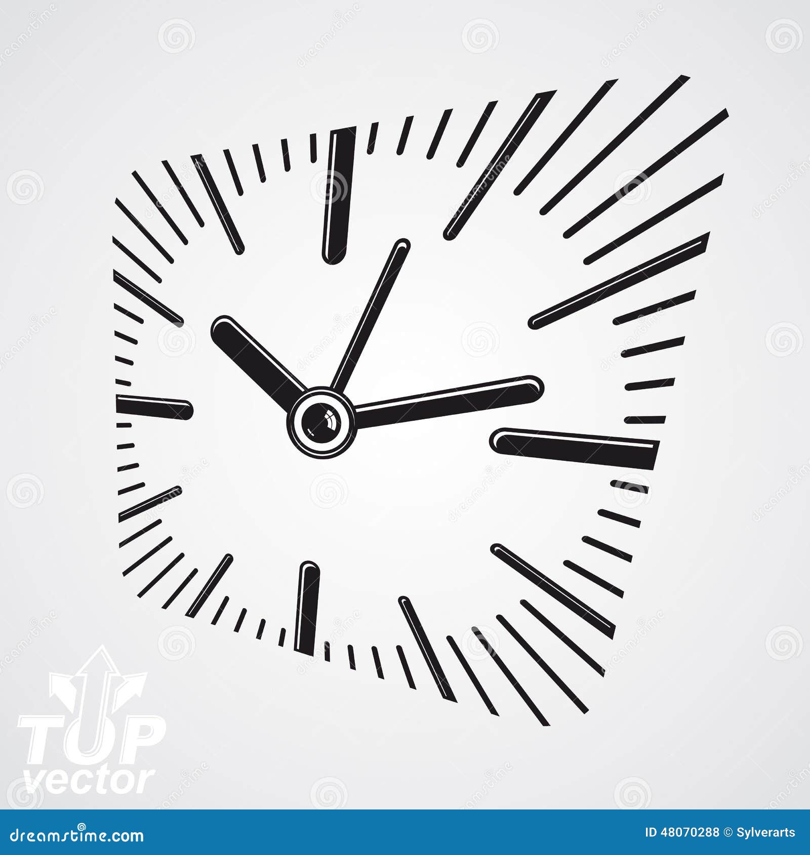 3d Vector Square Wall Clock With Dial And An Hour Hand. Time Ide Stock ...