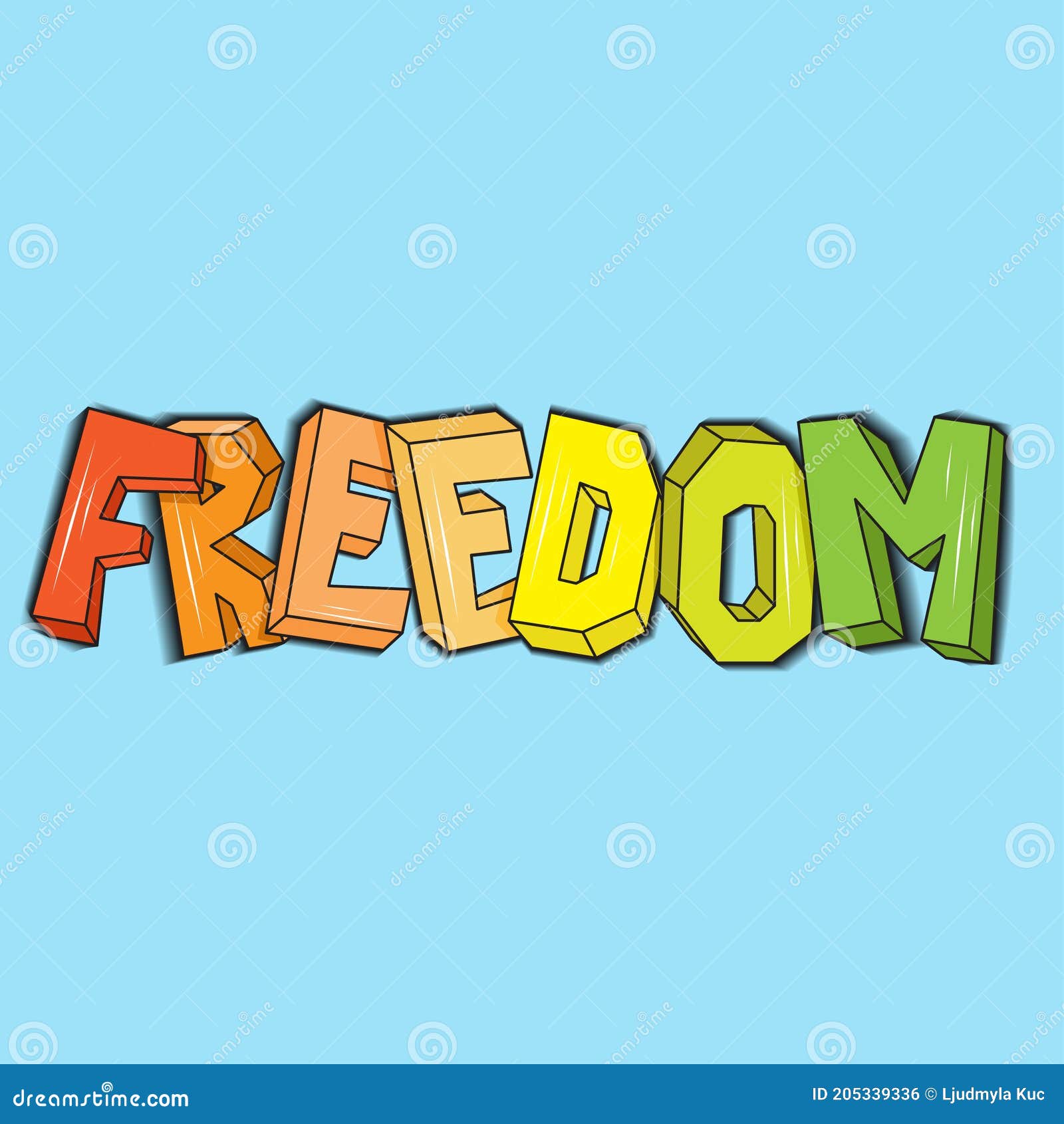 3D vector word freedom stock vector. Illustration of background - 205339336