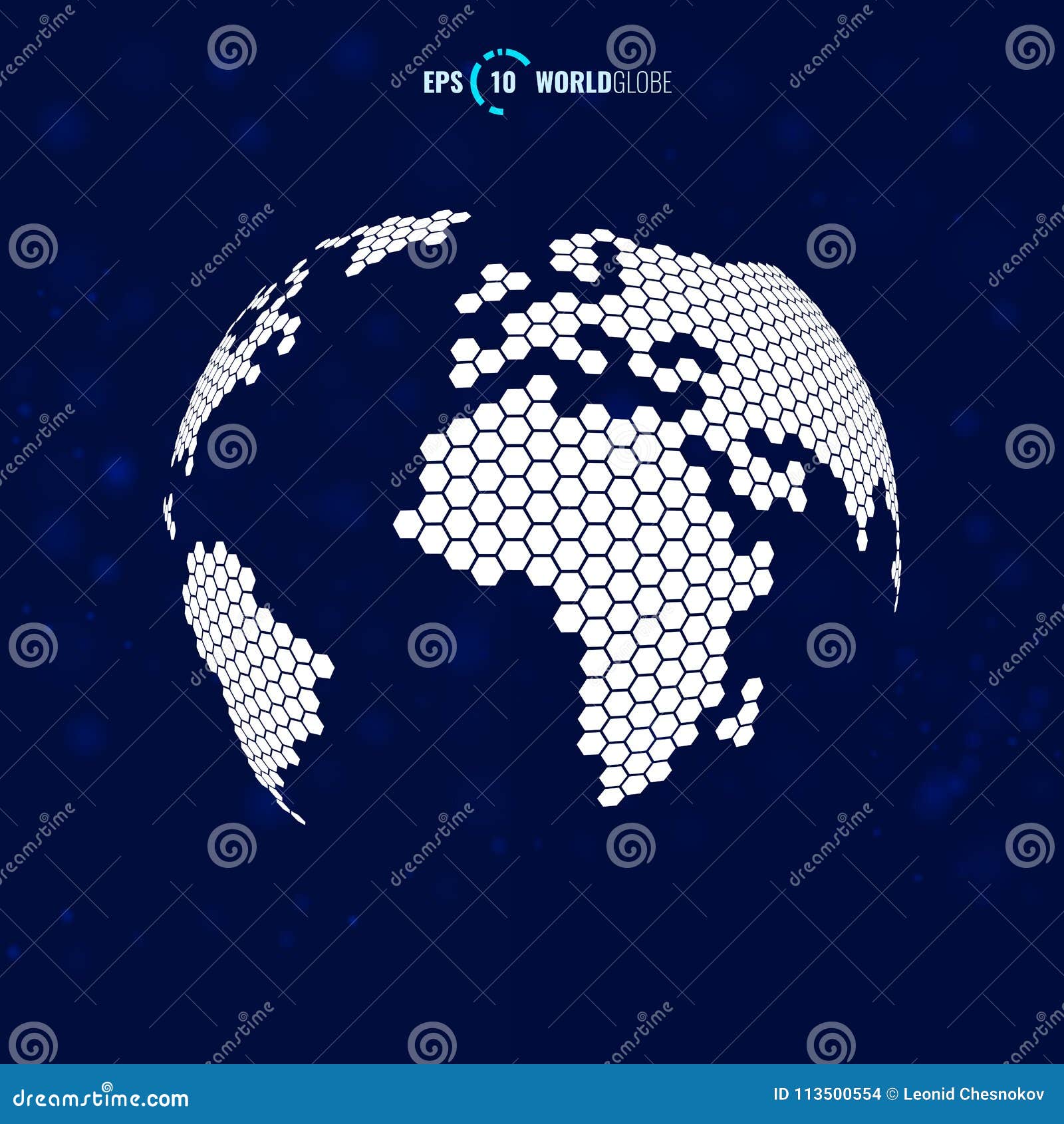 3D Vector World Globe Hexagon Stock Vector - Illustration of hologram ...