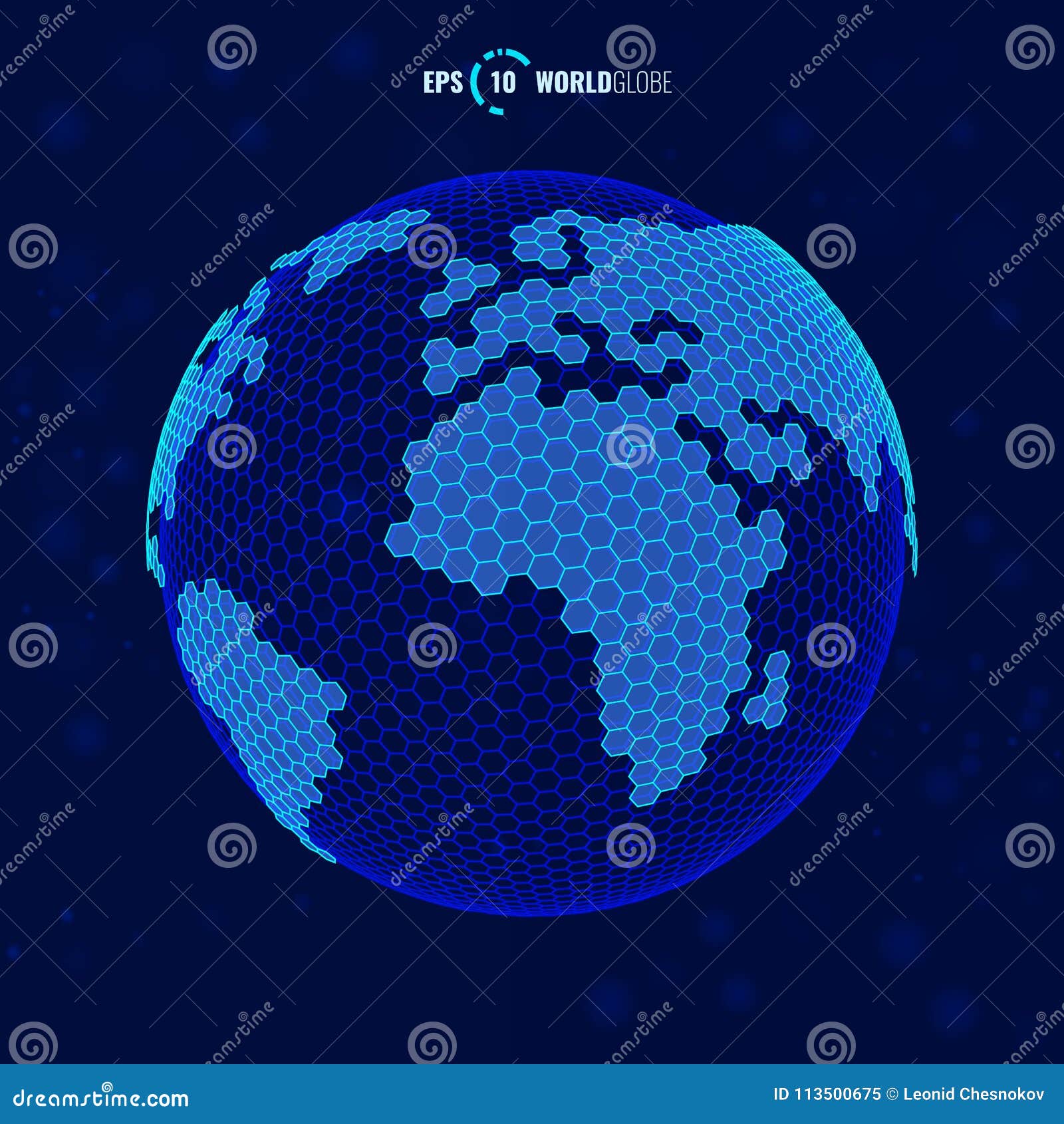 3D Vector World Globe Hexagon Stock Vector - Illustration of internet ...
