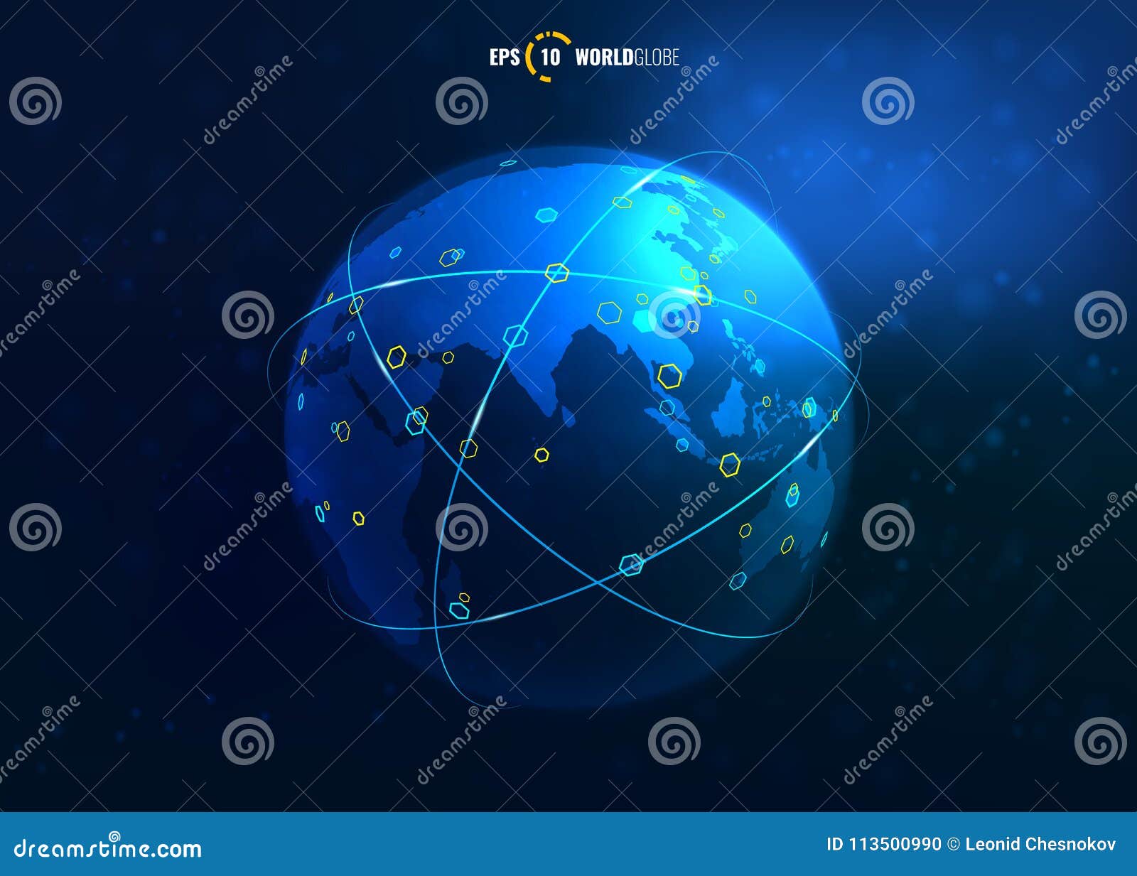 3D Vector World Globe with Internet Connections Stock Vector ...