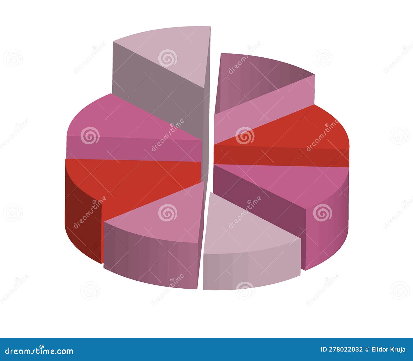 3D Colored Pie Chart with Different Elevations. Stock Vector ...