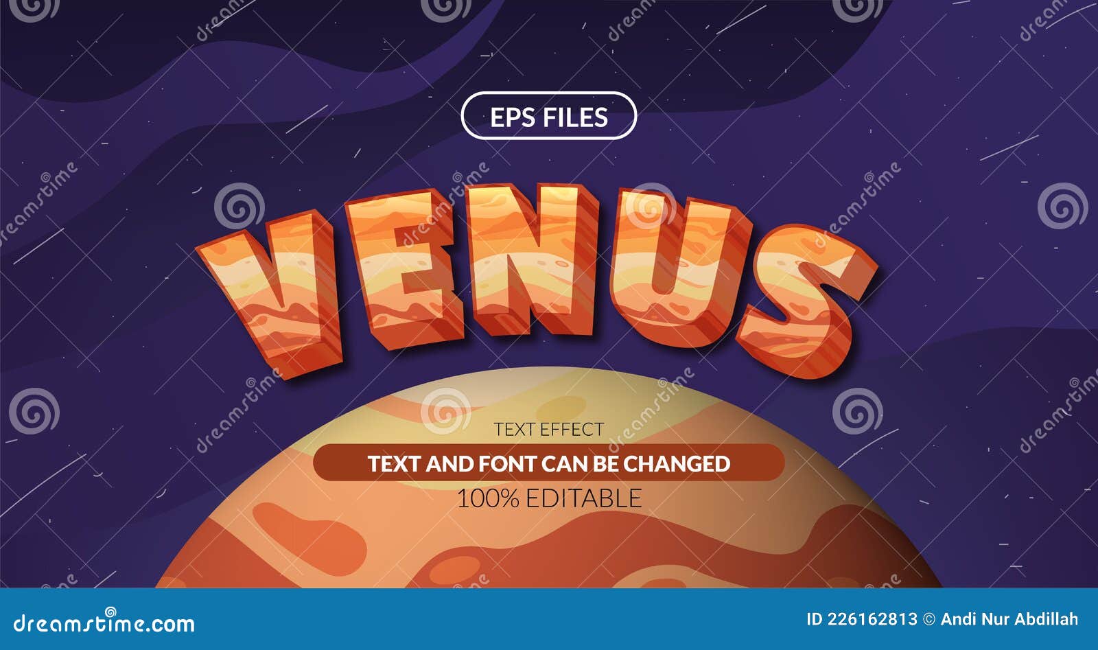 3d Venus Solar System Astrology Editable Text Effect. Eps Vector File ...