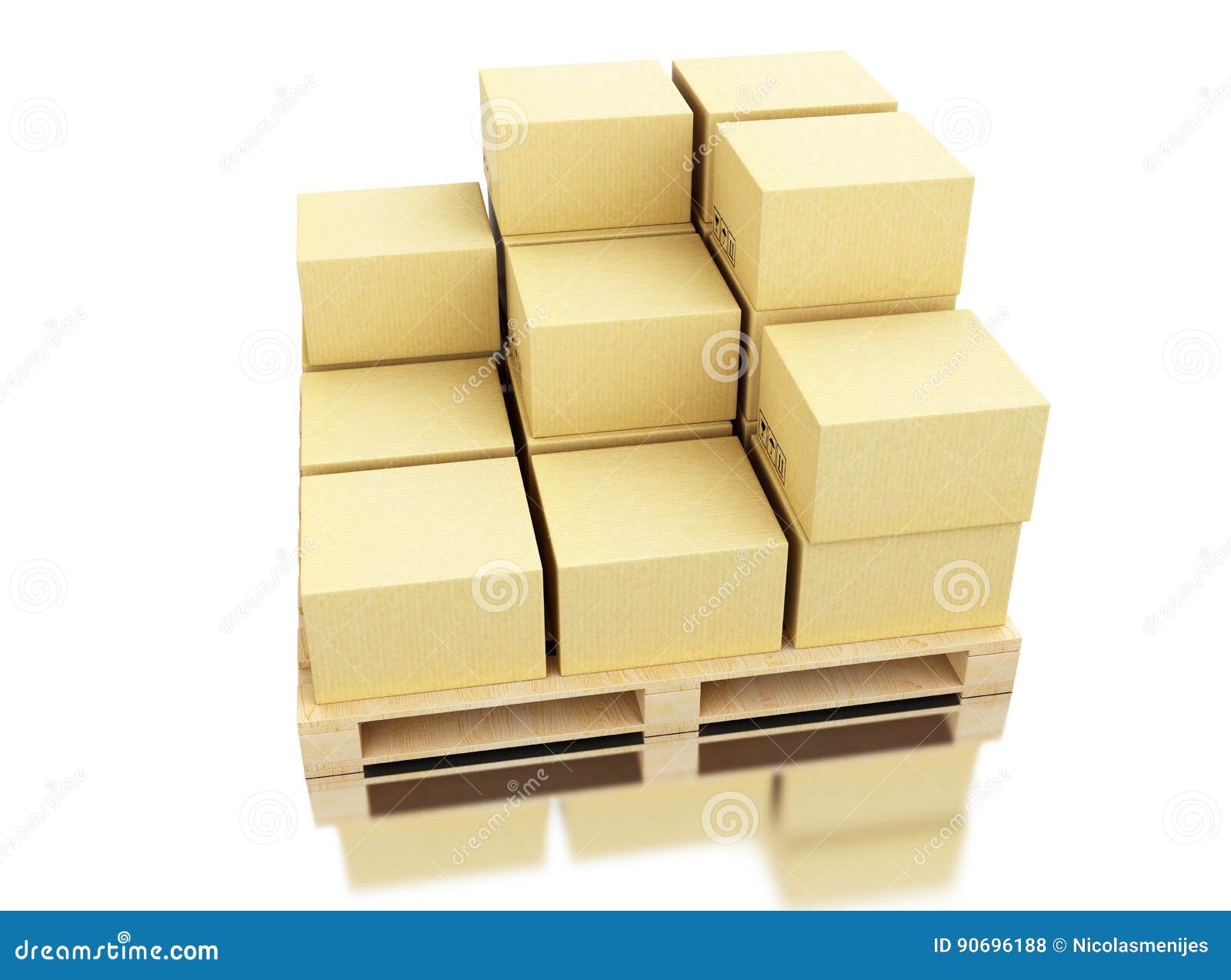 3d Verschepende Kartondozen Op Pallet Stock Illustratie - Illustration ...
