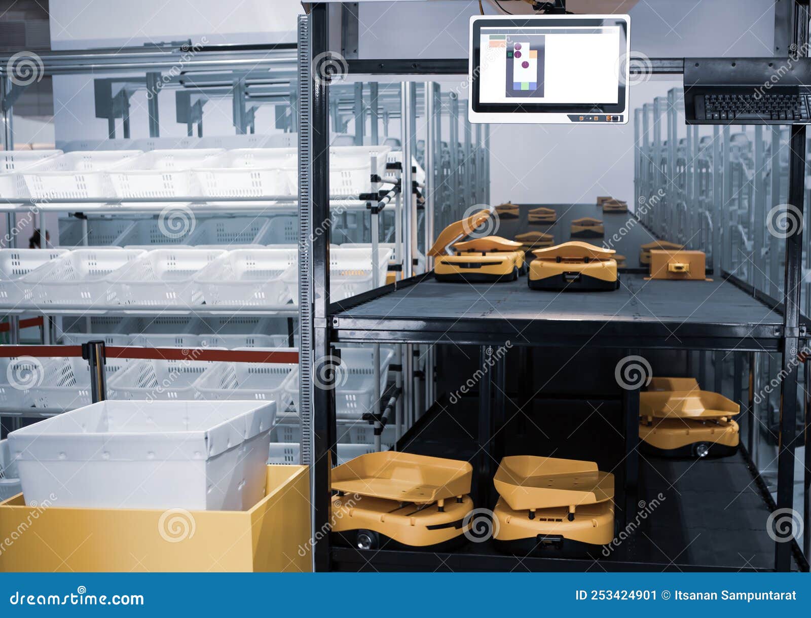 3D vertical Sorting robot stock image. Image of logistics - 253424901