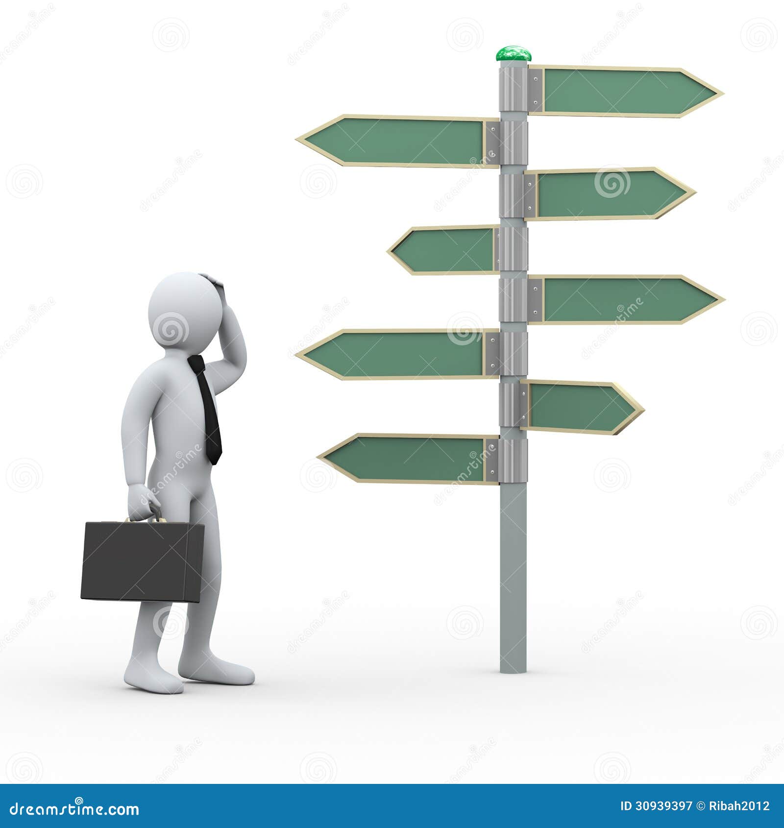 3d Verwirren Mann Vor Roadsign Stock Abbildung - Illustration von ...