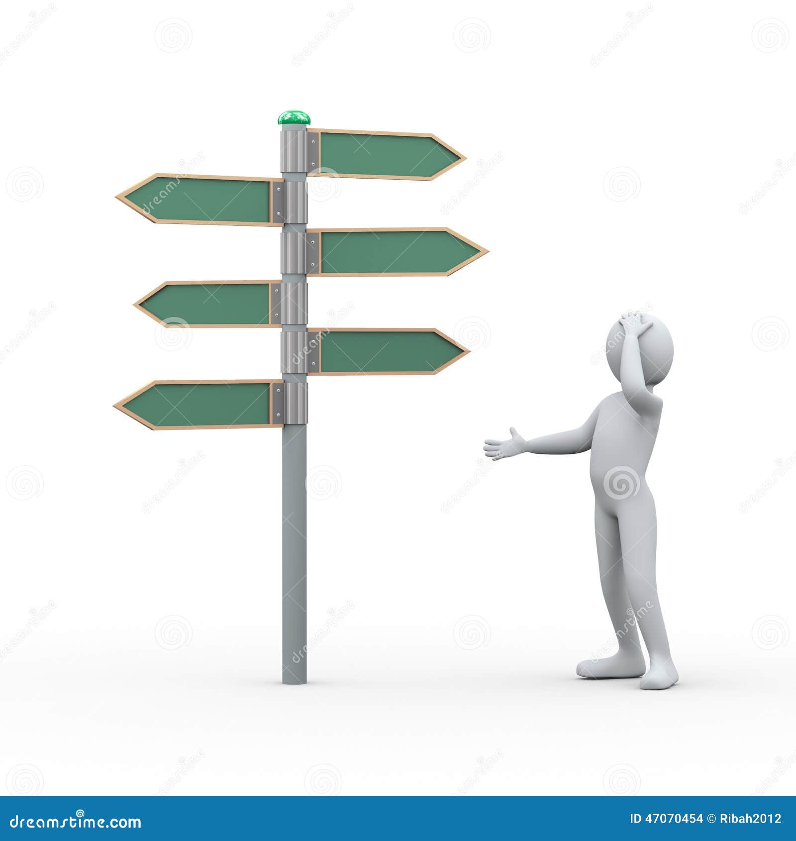 3d Verwirren Person Vor Roadsign Stock Abbildung - Illustration von ...