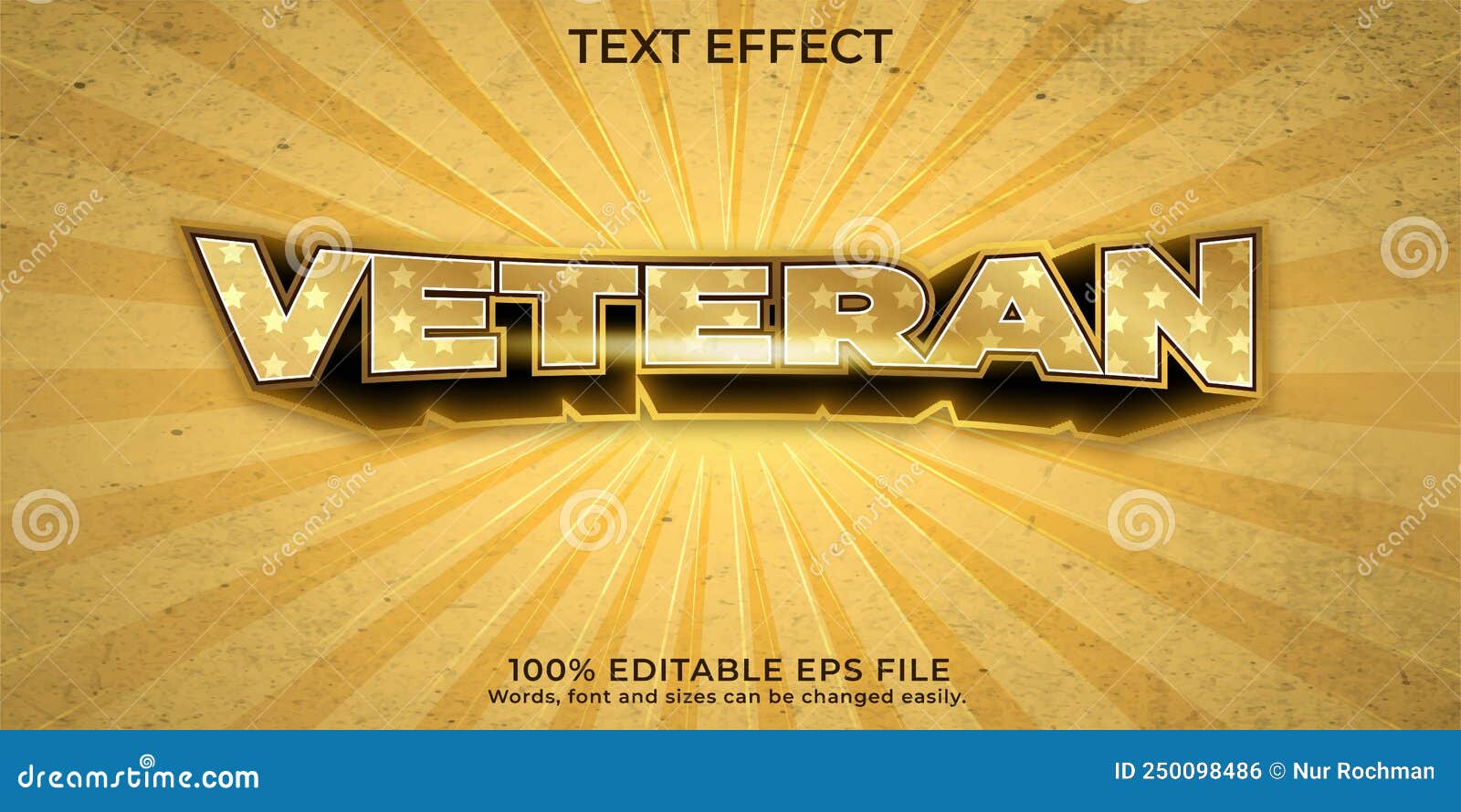 3d Veteran Gold Text Effect Stock Vector - Illustration of patriotic ...