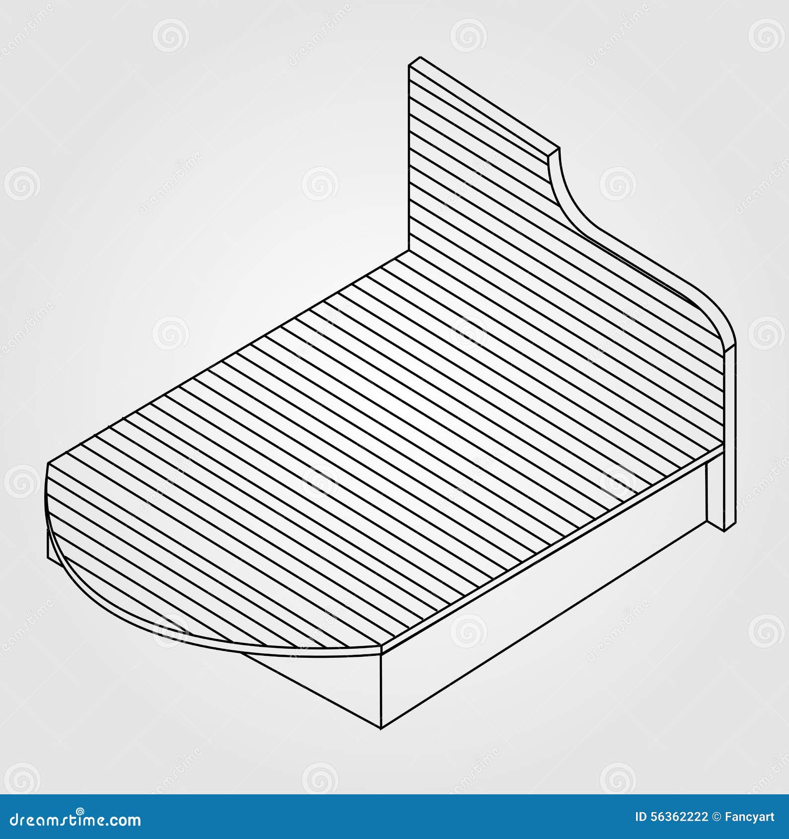 3d View of a Bed Furniture Drawing Stock Vector - Illustration of ...