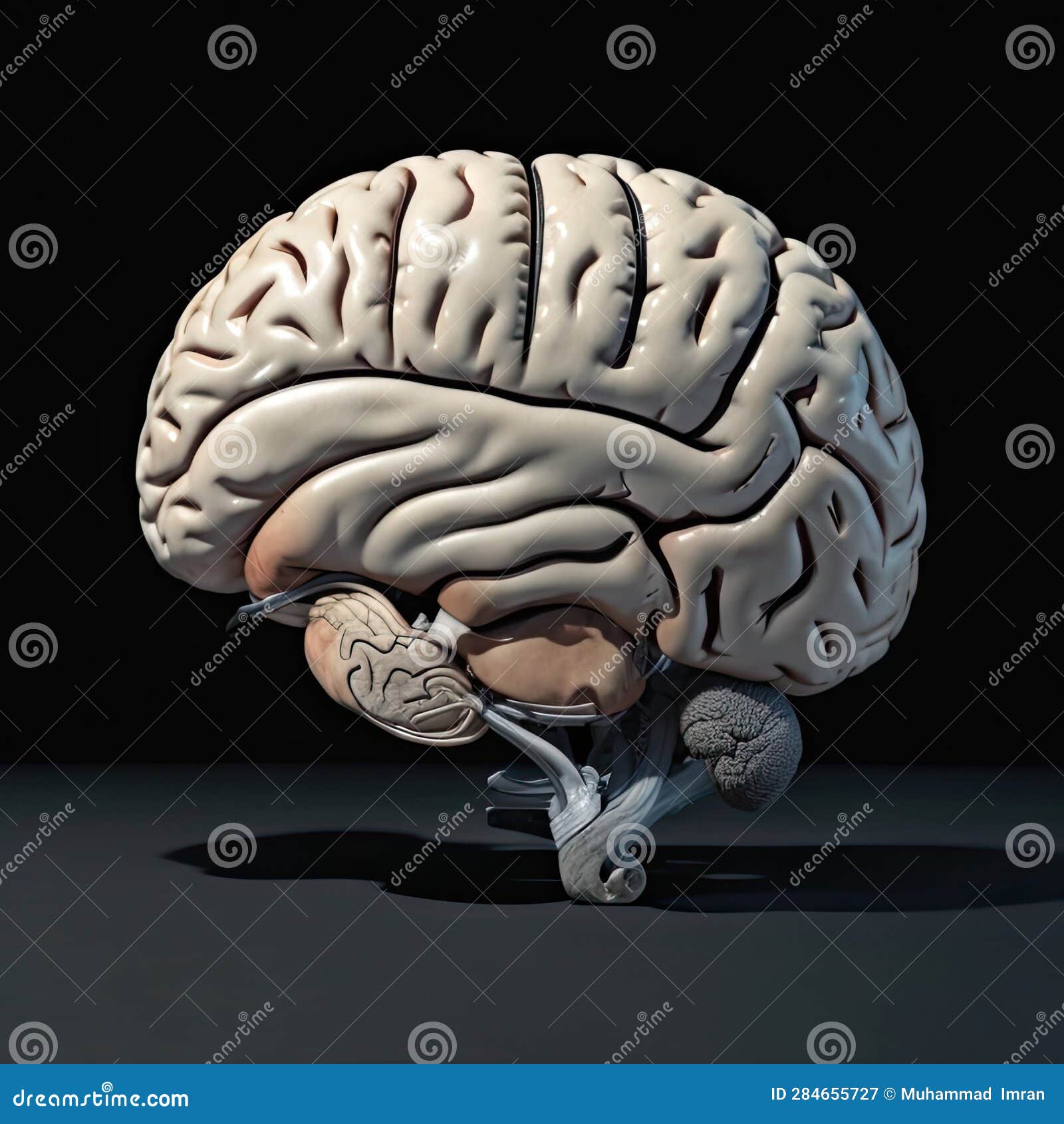 3D View of Human Brain Isolated on Black Background Stock Illustration ...