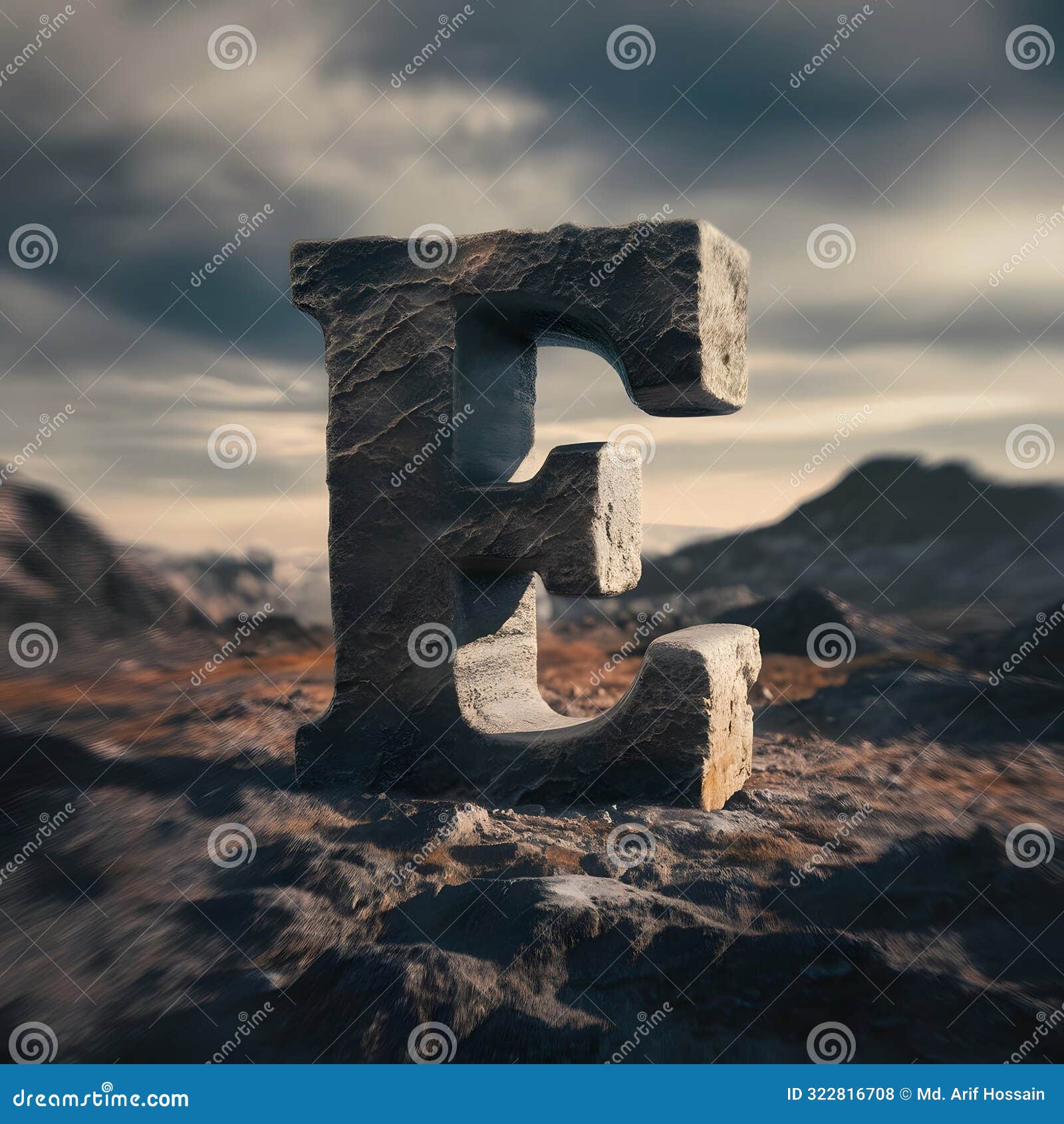 3D View of the Letter E with a Stone Texture Ai Generate Stock ...