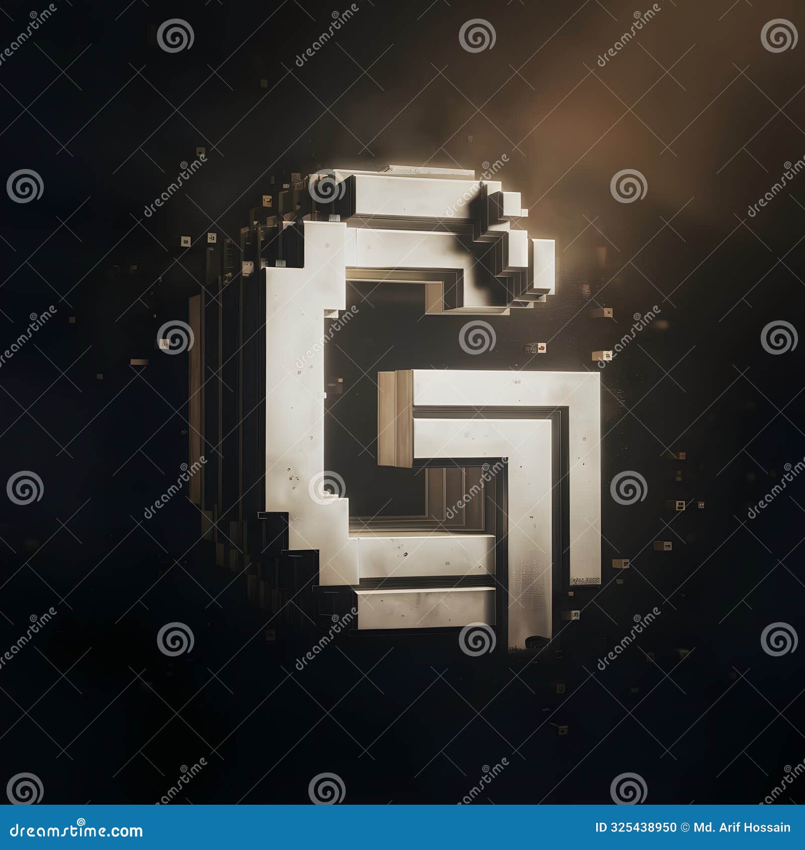 3D Render Letter G with a Pixelated Design Image Generated by Ai Stock ...