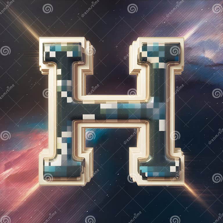 3D Render Letter H with Pixelated Design Image Generated by Ai Stock ...