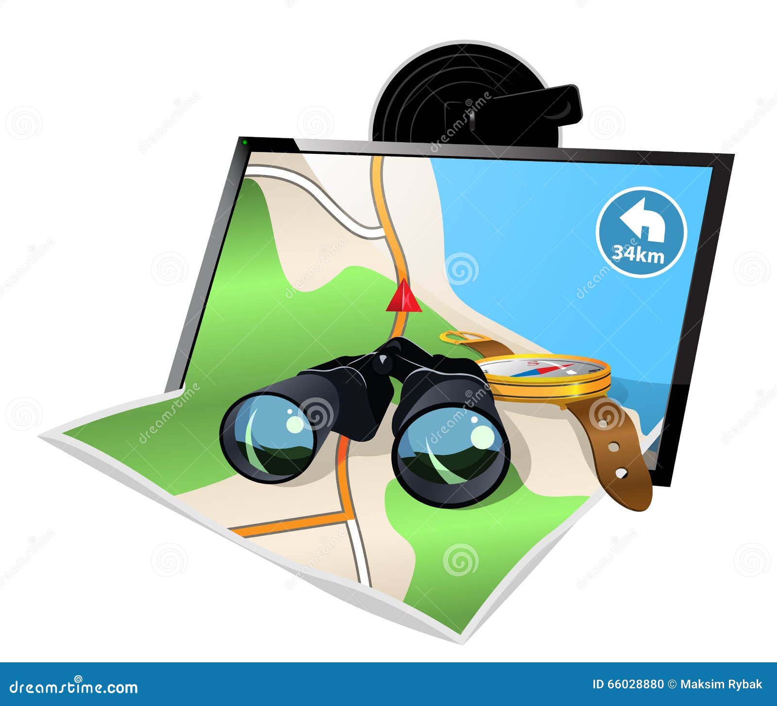 3D View of a Map Navigation on a Tablet Stock Vector - Illustration of ...