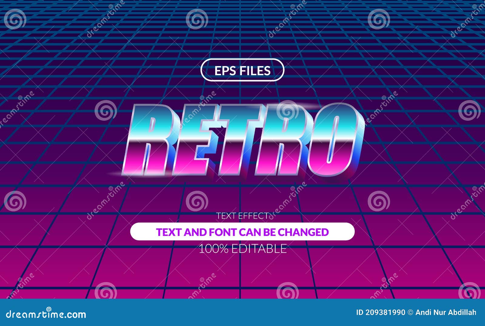 3d Vintage 80s Retro Disco Pop Night Editable Text Effect. Eps File ...