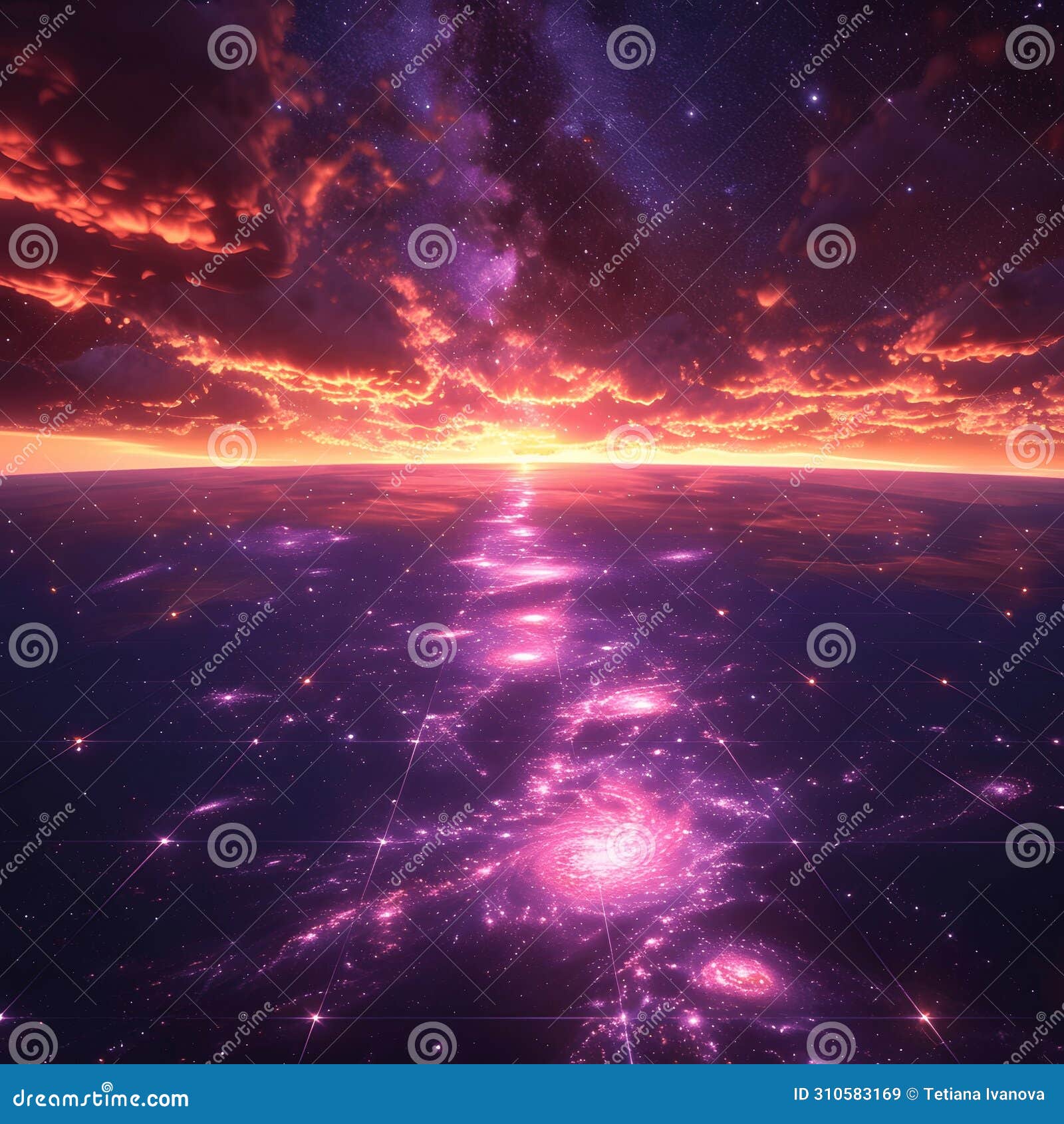 3D Virtual Grid Extending into the Future. Stock Illustration - Illustration of landscape ...