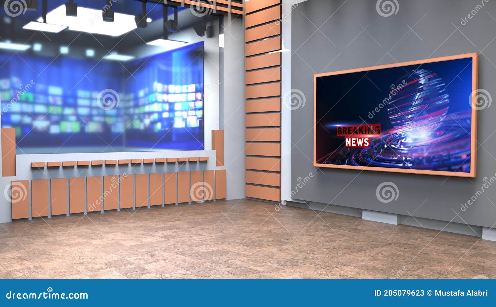 3D Virtual News Studio Background Stock Illustration - Illustration of ...