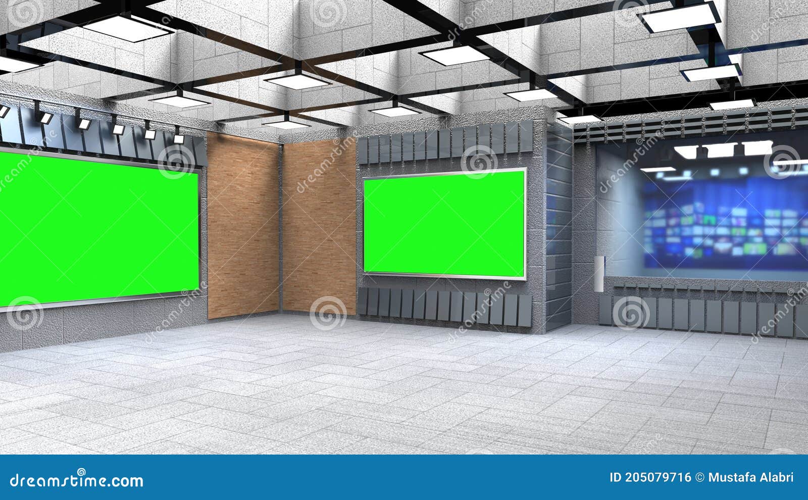 3D Virtual News Studio Background Stock Illustration - Illustration of ...