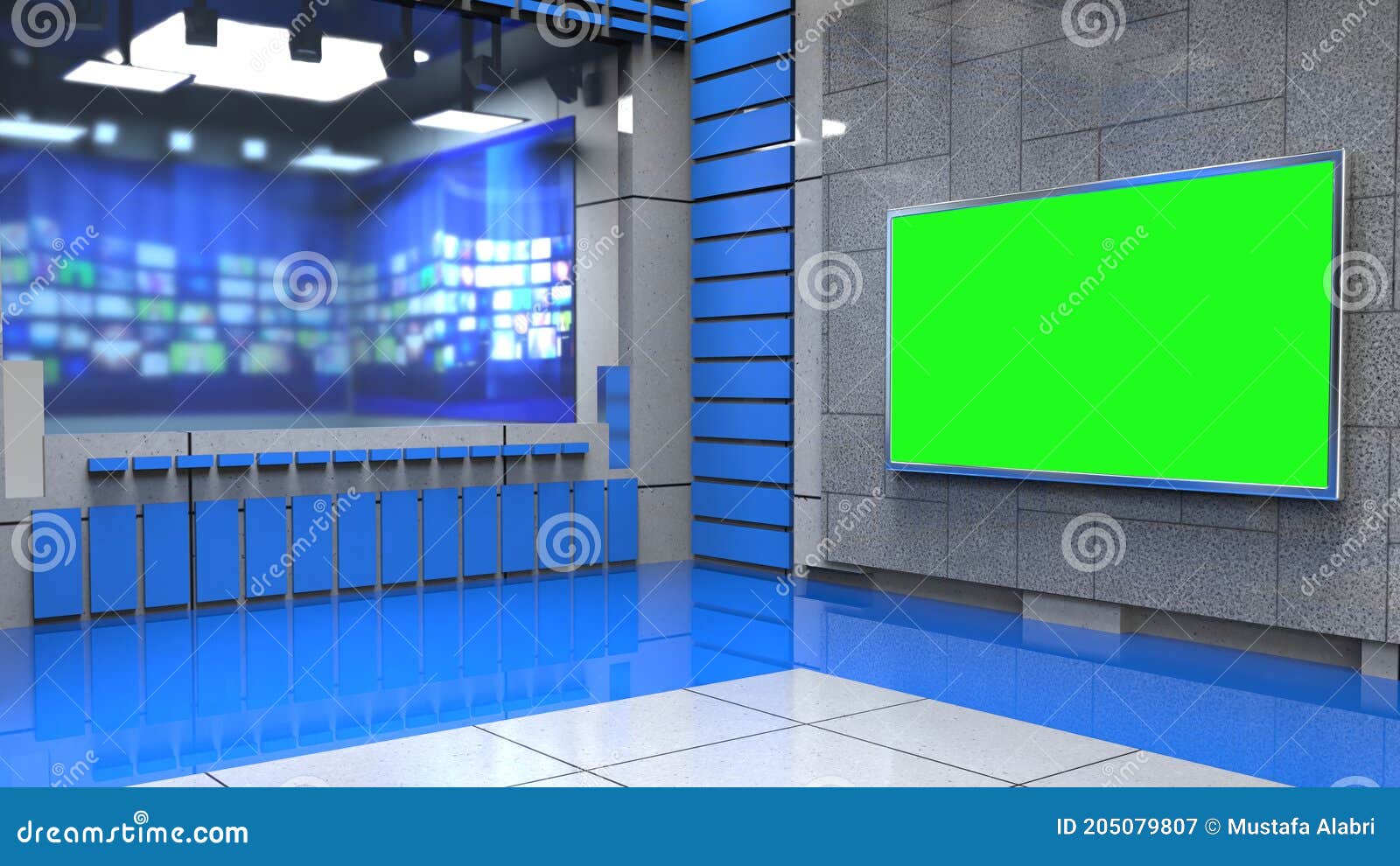 3D Virtual News Studio Background Stock Illustration - Illustration of ...