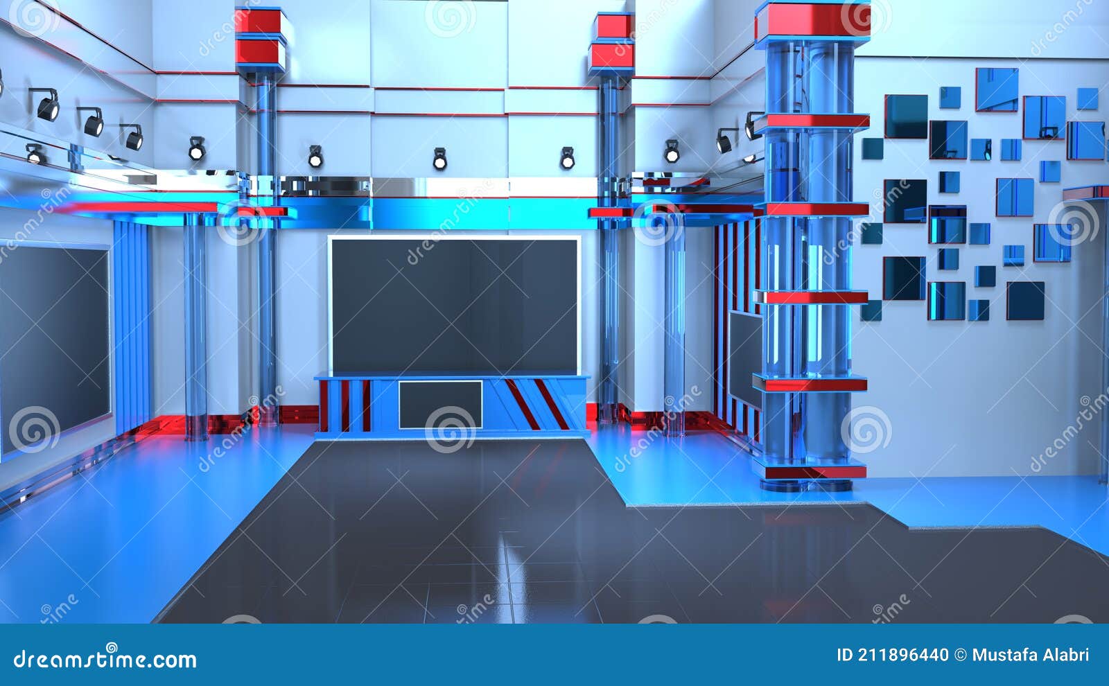 3D Virtual News Studio Background Stock Illustration - Illustration of ...
