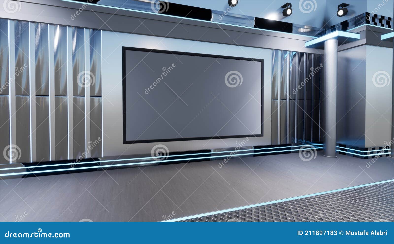 3D Virtual News Studio Background Stock Illustration - Illustration of ...