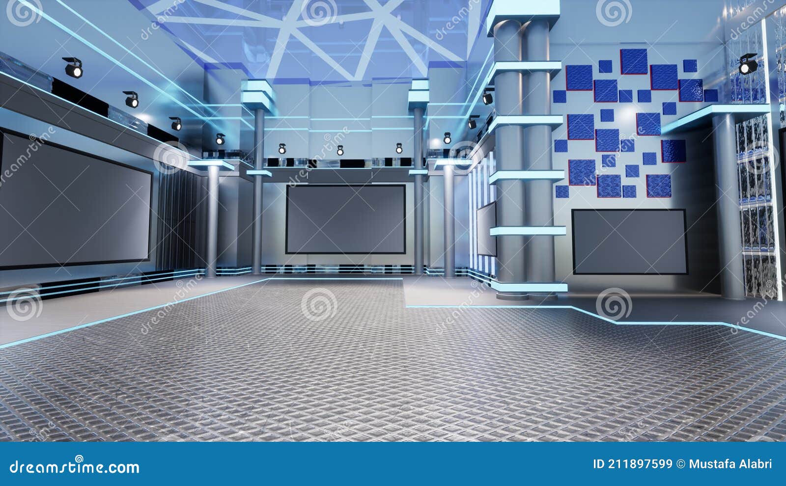 3D Virtual News Studio Background Stock Illustration - Illustration of ...