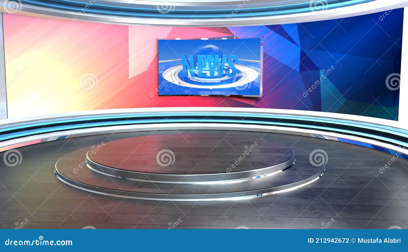 3D Virtual News Studio Background Stock Illustration - Illustration of ...