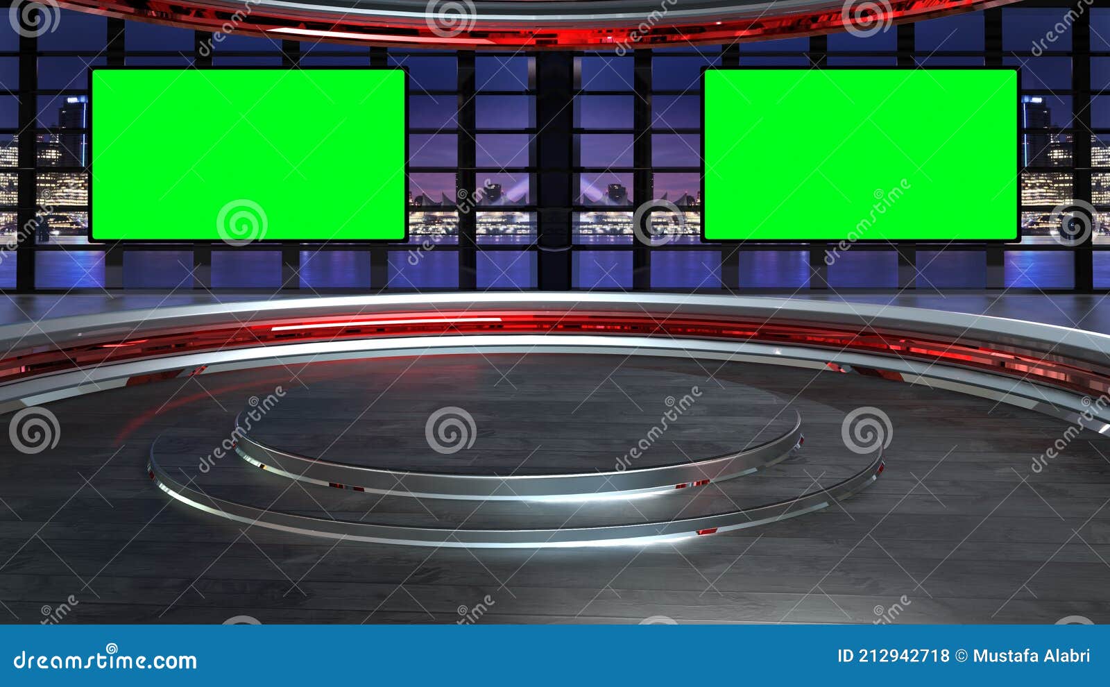 3D Virtual News Studio Background Stock Illustration - Illustration of ...