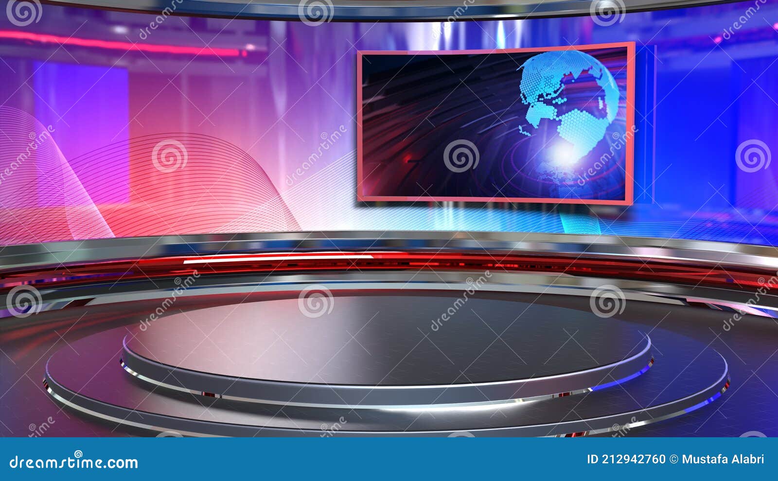 3D Virtual News Studio Background Stock Illustration - Illustration of ...