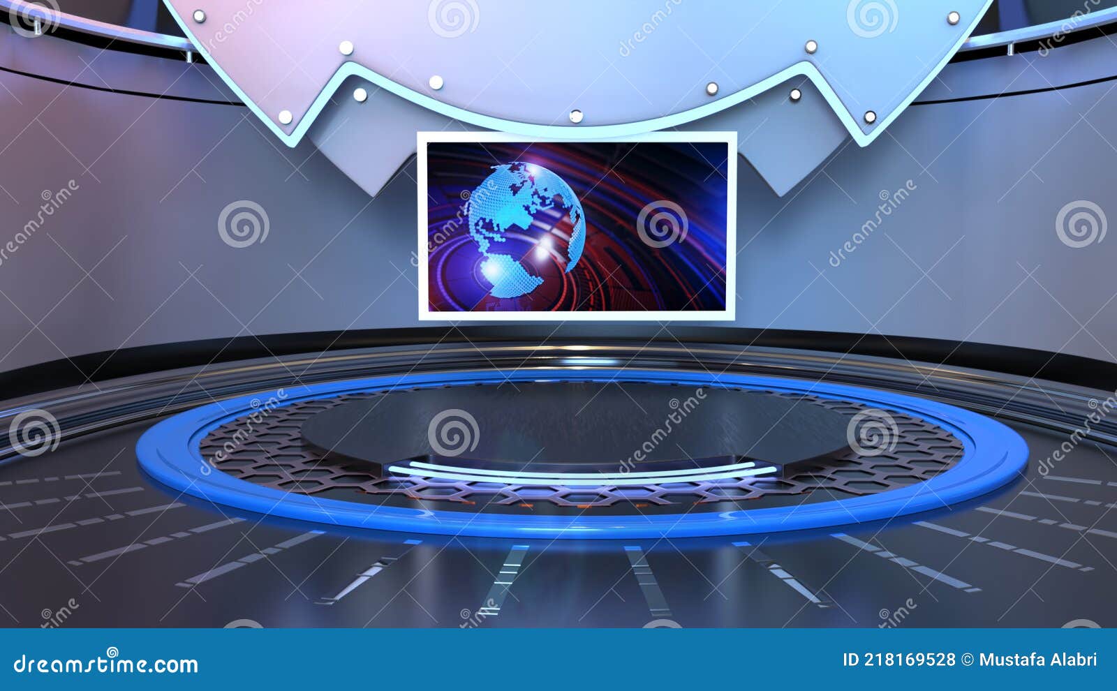 3D Virtual News Studio Background, 3d Illustration Stock Illustration ...