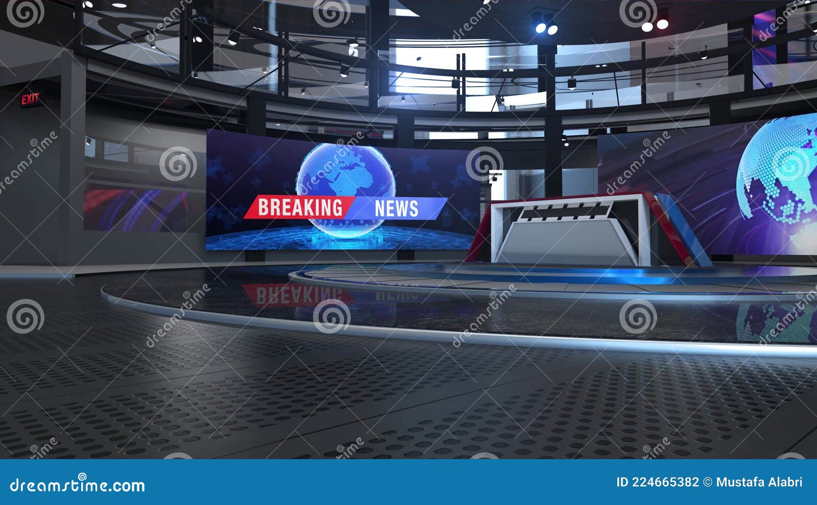 3D Virtual News Studio Background Looped Stock Footage - Video of ...