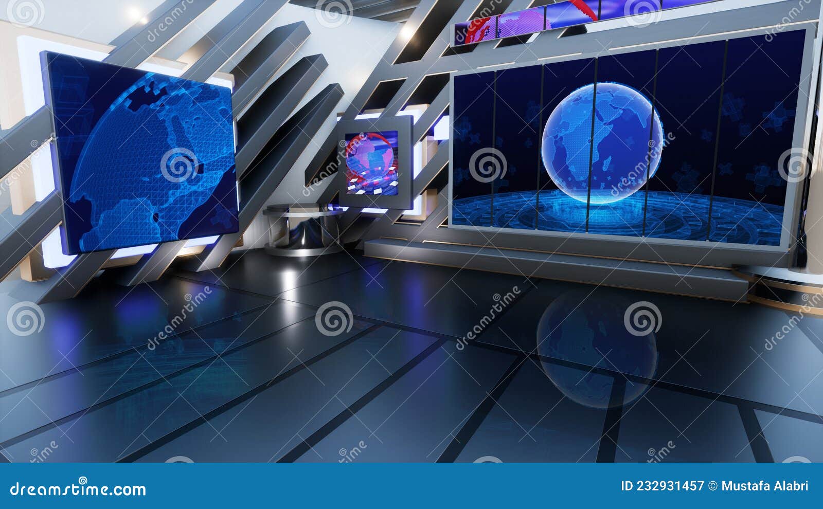 3D Virtual News Studio Background, 3d Rendering Stock Illustration ...
