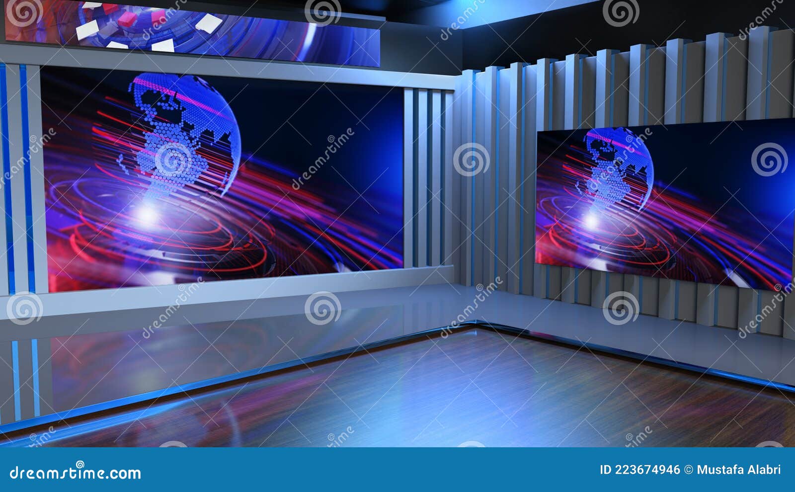 3D Virtual News Studio Background Stock Illustration - Illustration of ...