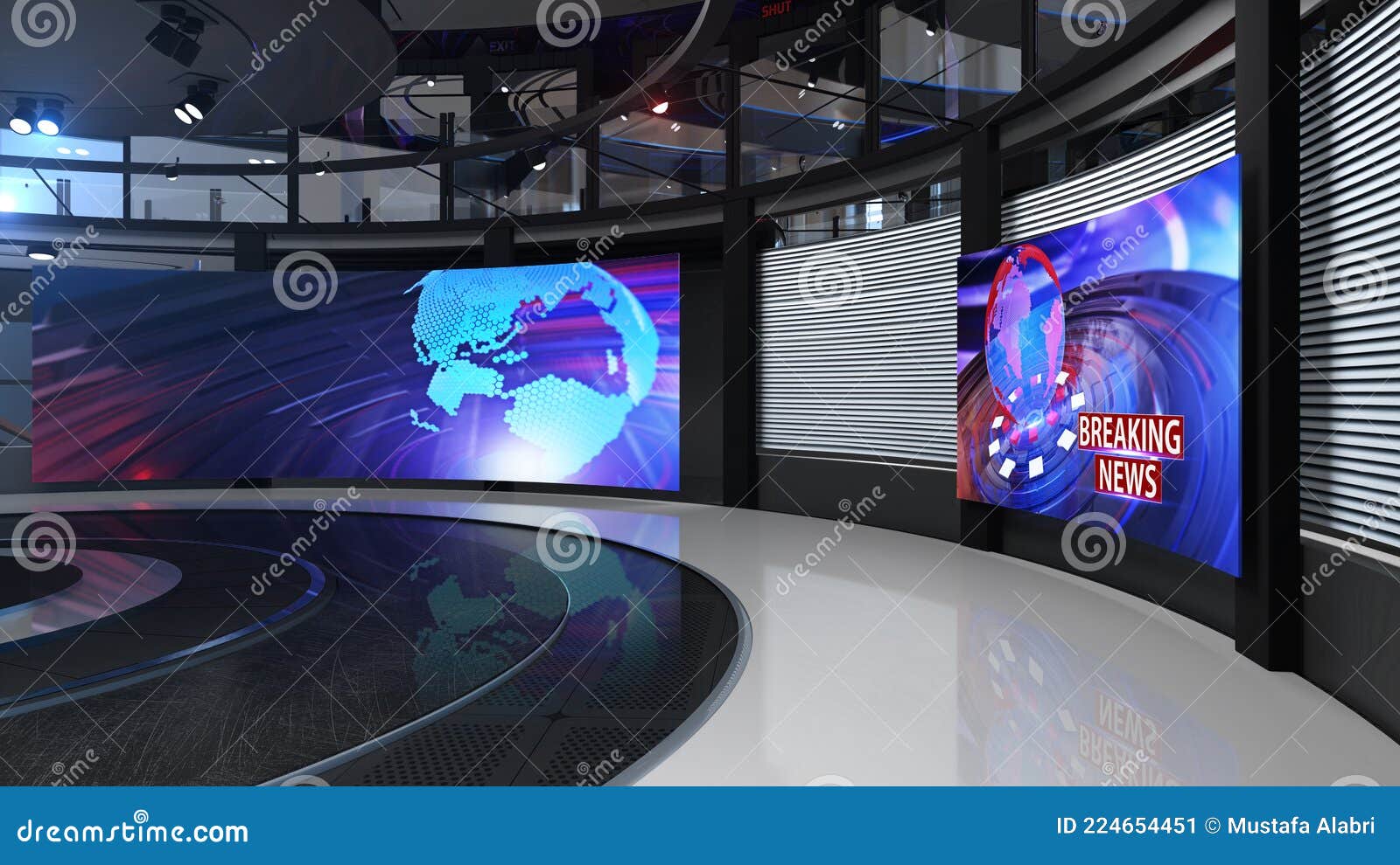 3D Virtual News Studio Background Stock Illustration - Illustration of ...
