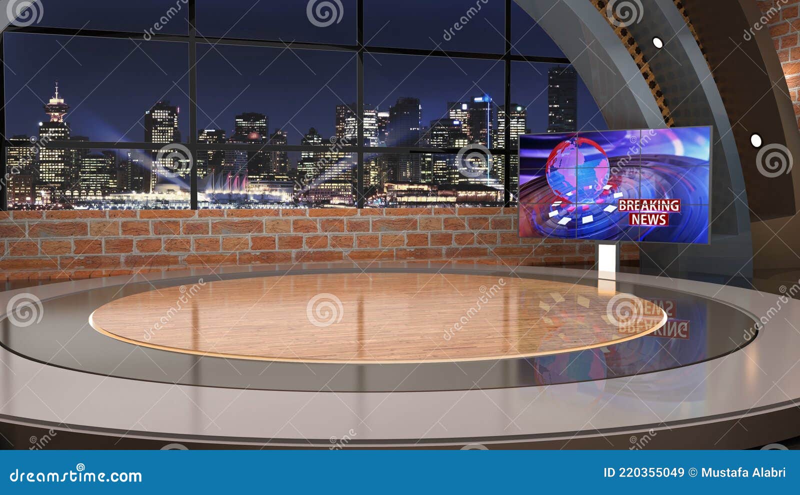 3D Virtual News Studio Background Stock Illustration - Illustration of ...