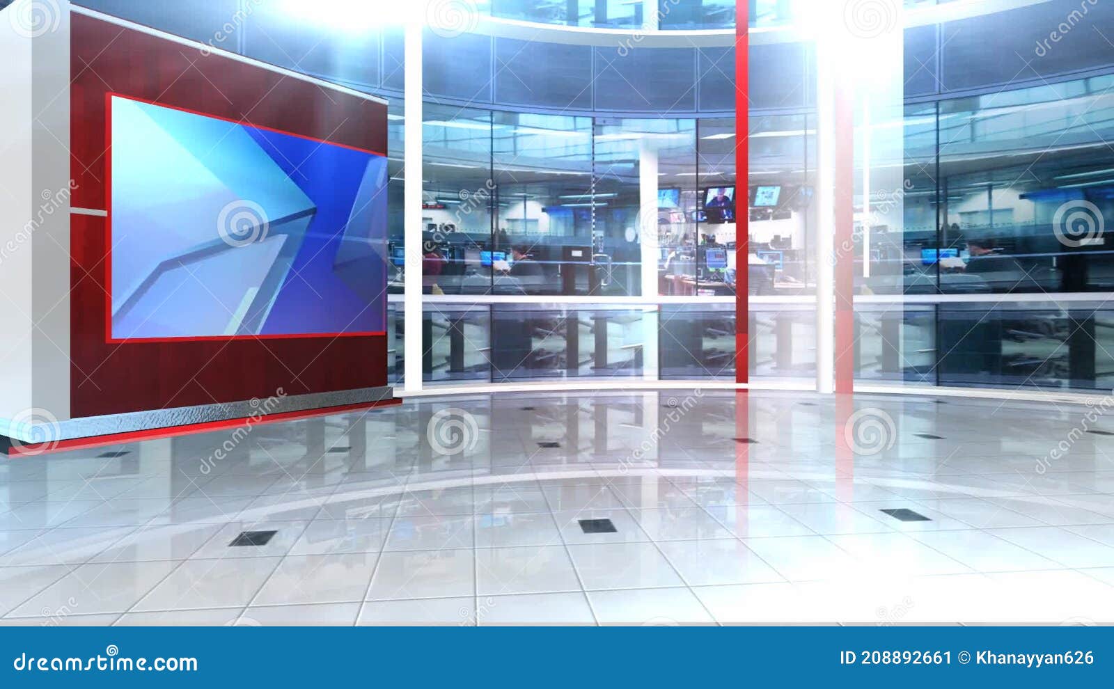 Virtual News Studio Set Background Stock Video - Video of technology ...