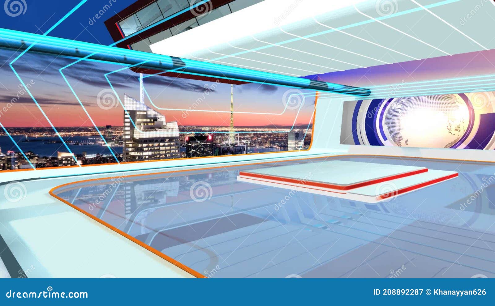 Virtual News Studio Set Background Stock Video - Video of computer ...